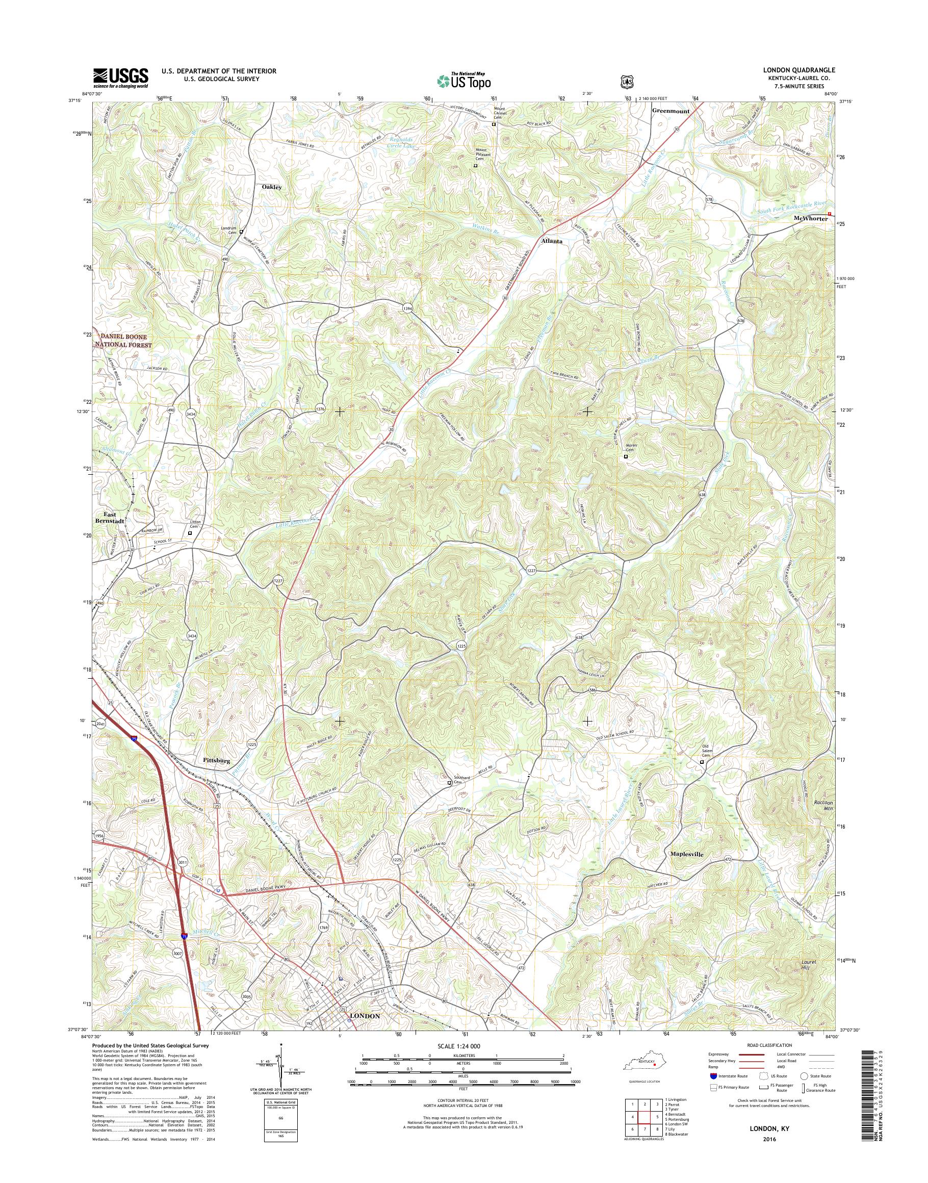 MyTopo London, Kentucky USGS Quad Topo Map