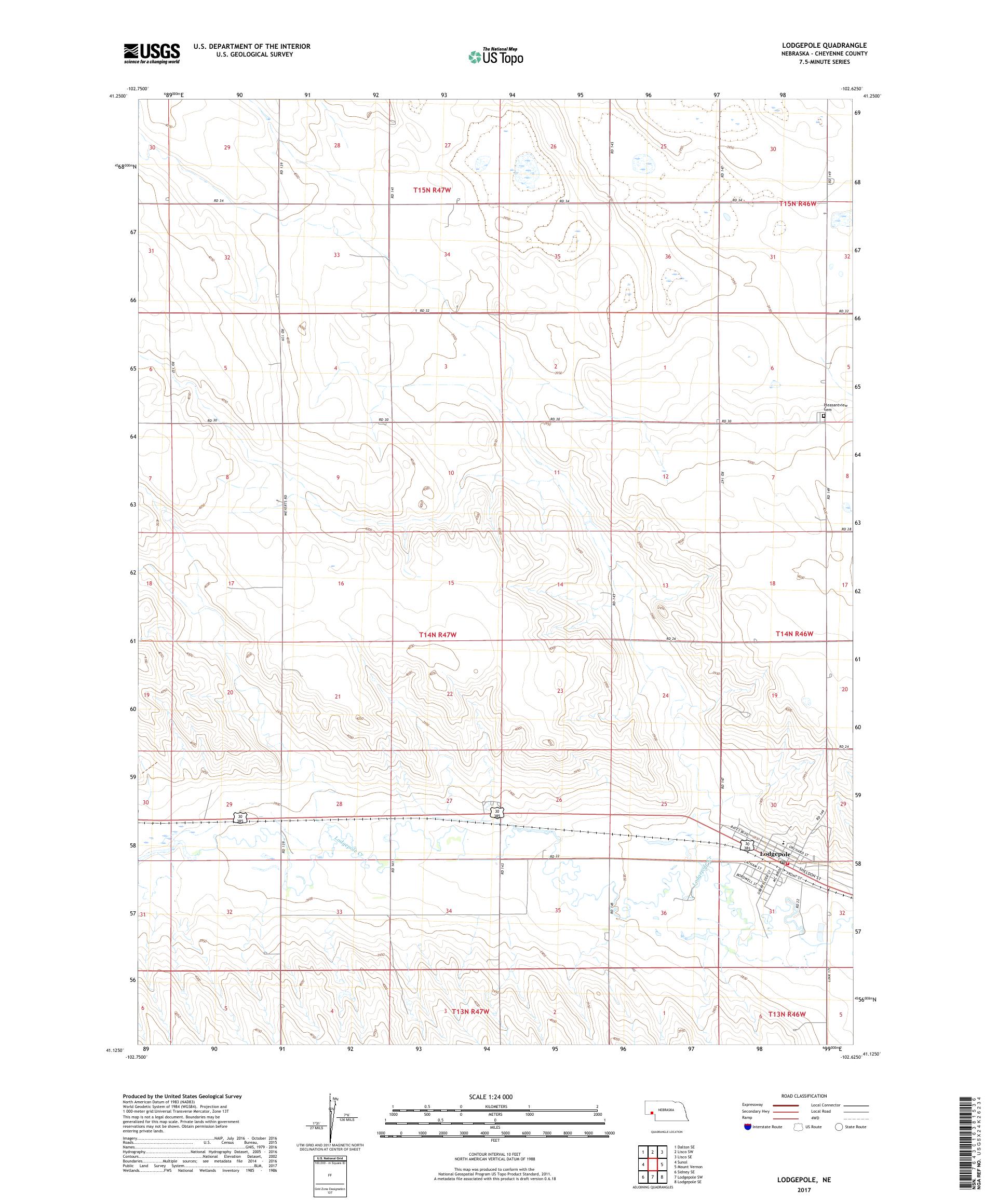 MyTopo Lodgepole, Nebraska USGS Quad Topo Map
