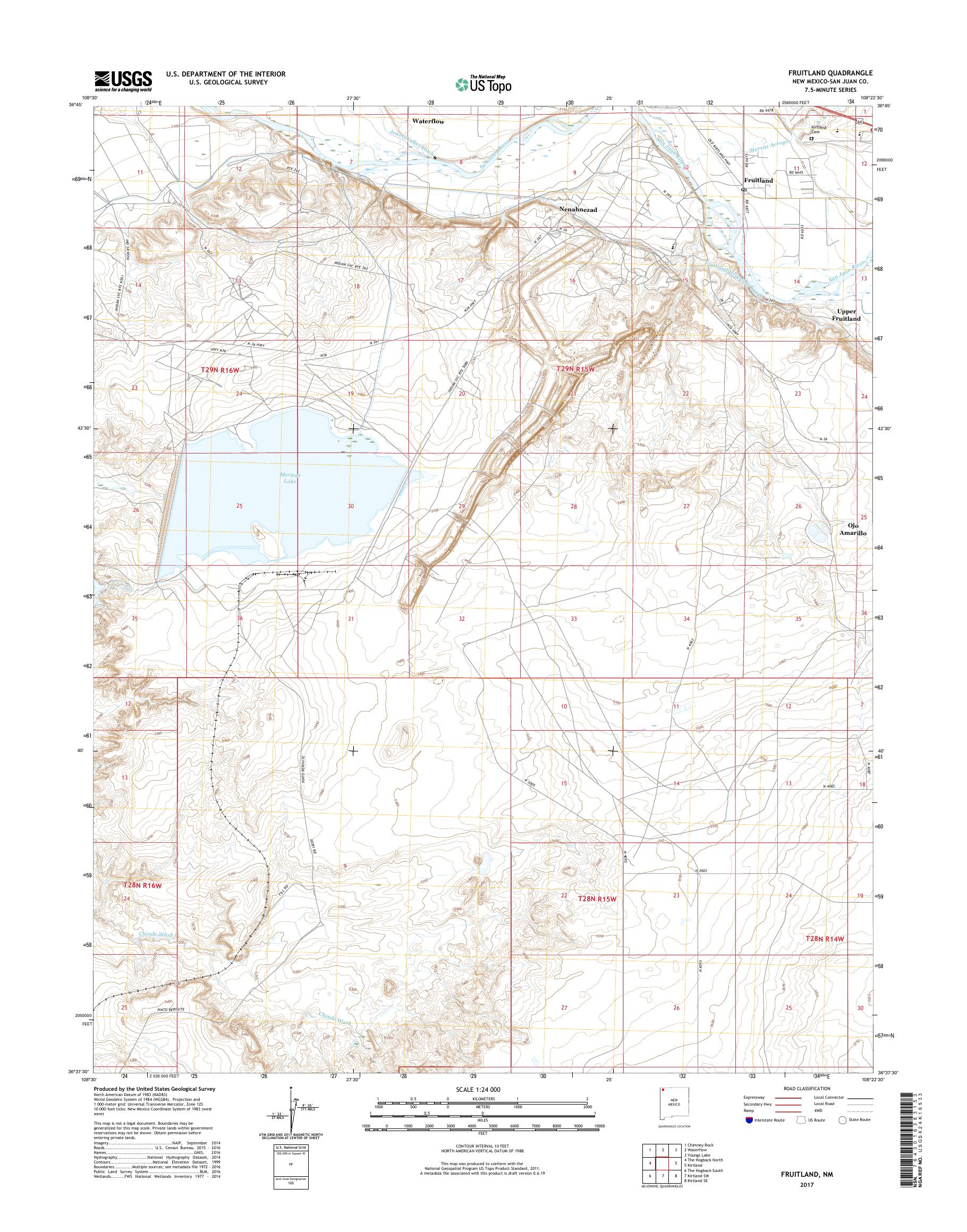 MyTopo Fruitland New Mexico USGS Quad Topo Map