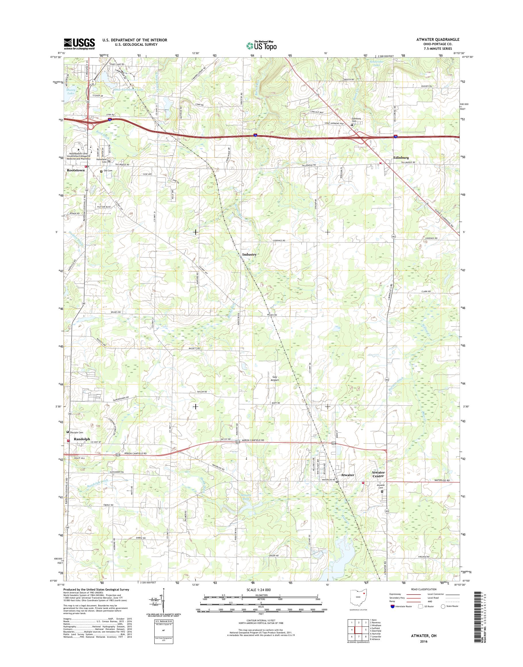 MyTopo Atwater, Ohio USGS Quad Topo Map