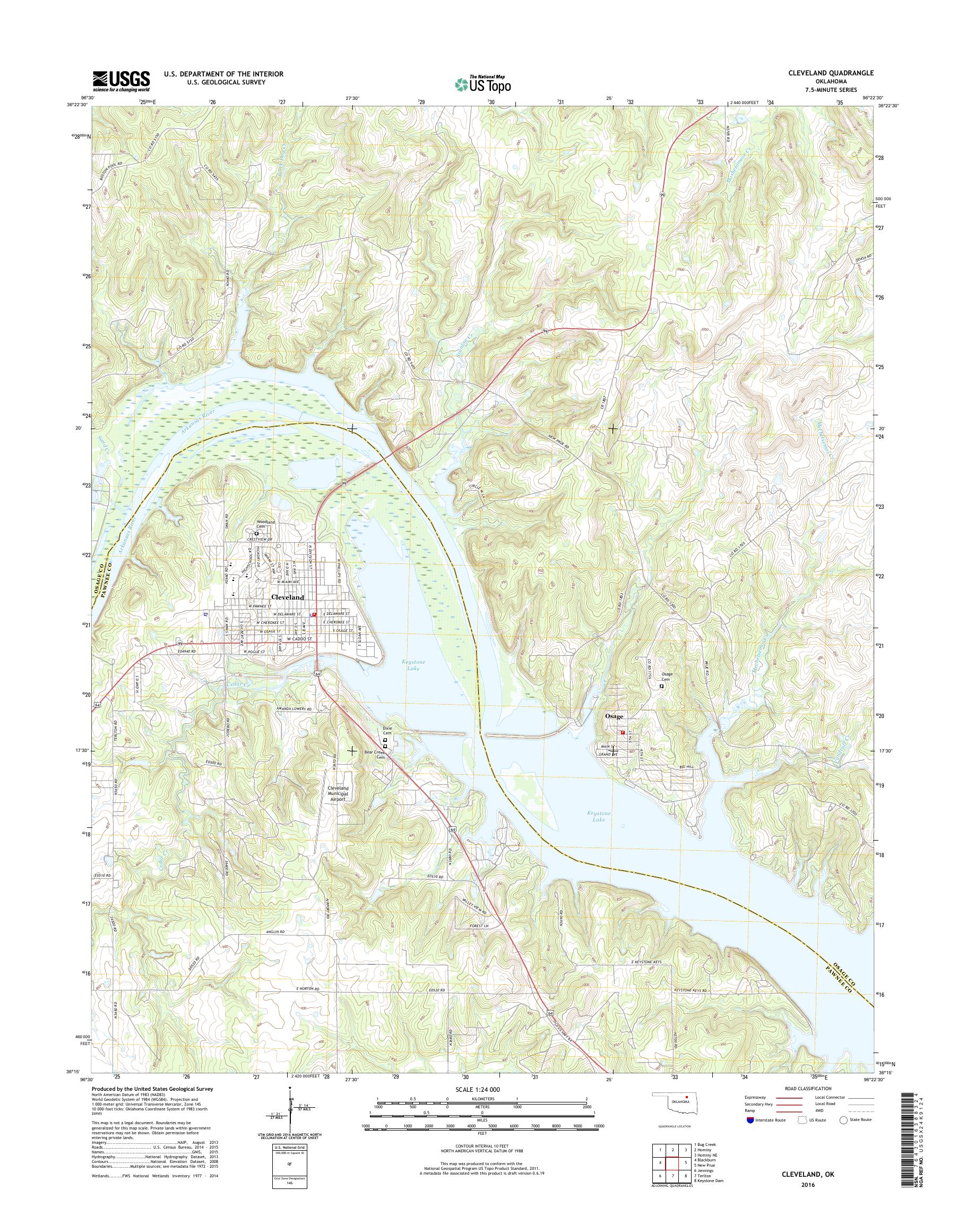 MyTopo Cleveland, Oklahoma USGS Quad Topo Map