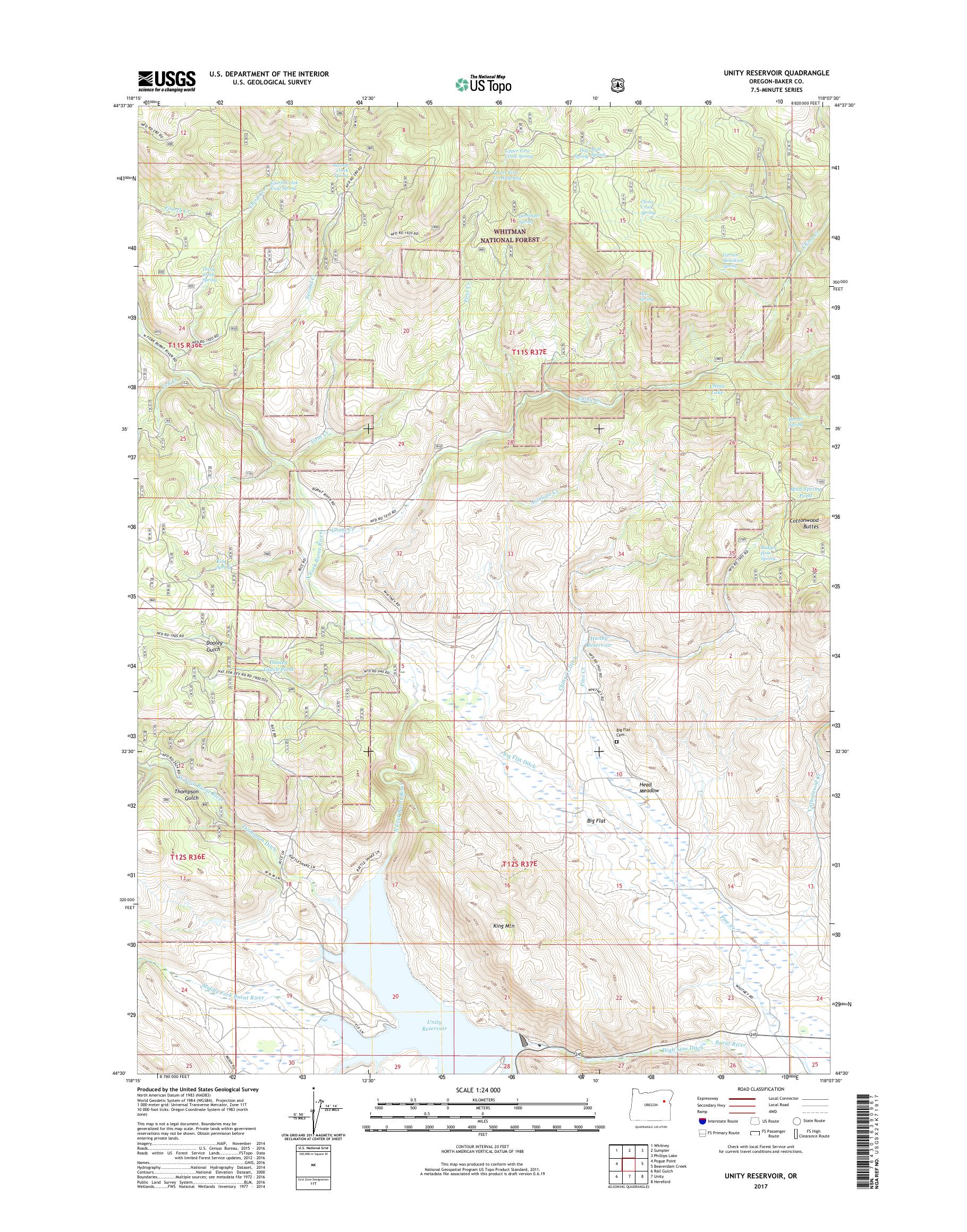 MyTopo Unity Reservoir, Oregon USGS Quad Topo Map