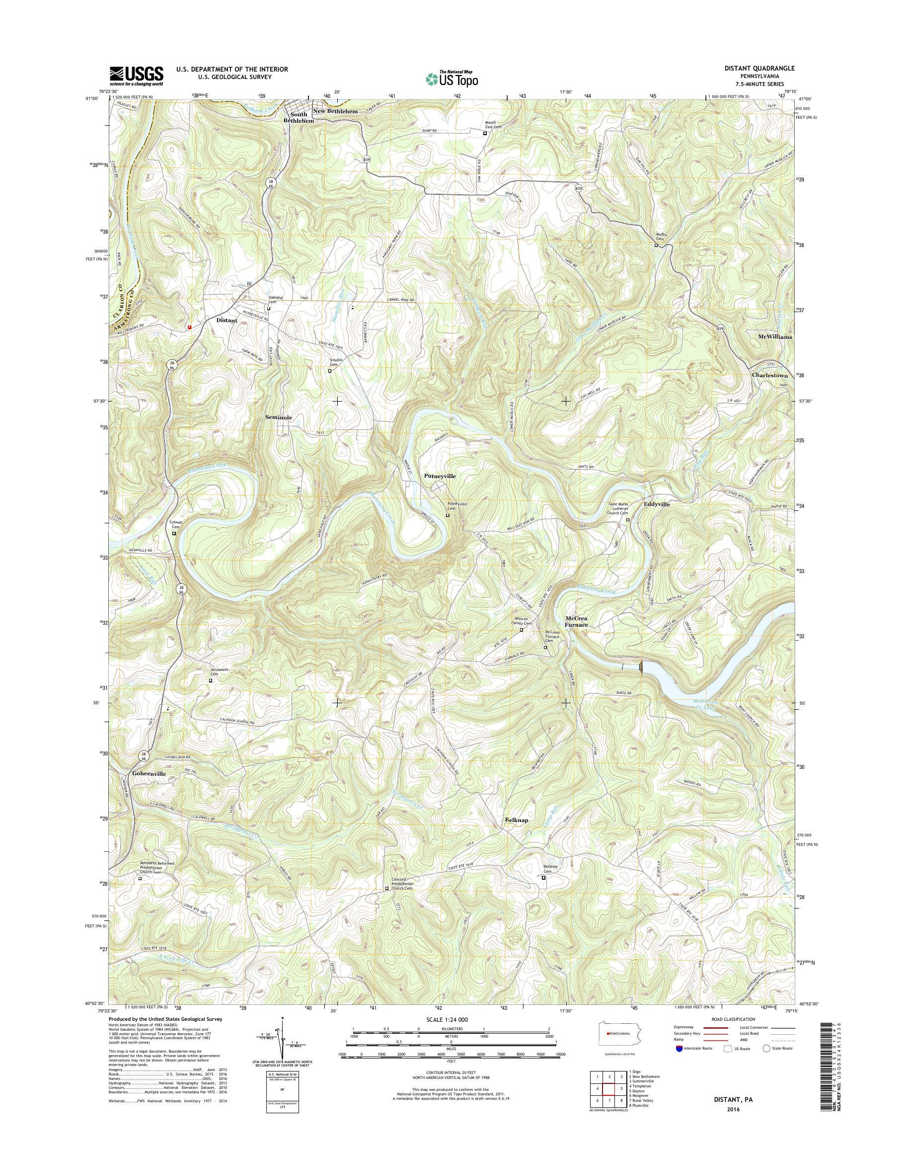 MyTopo Distant, Pennsylvania USGS Quad Topo Map