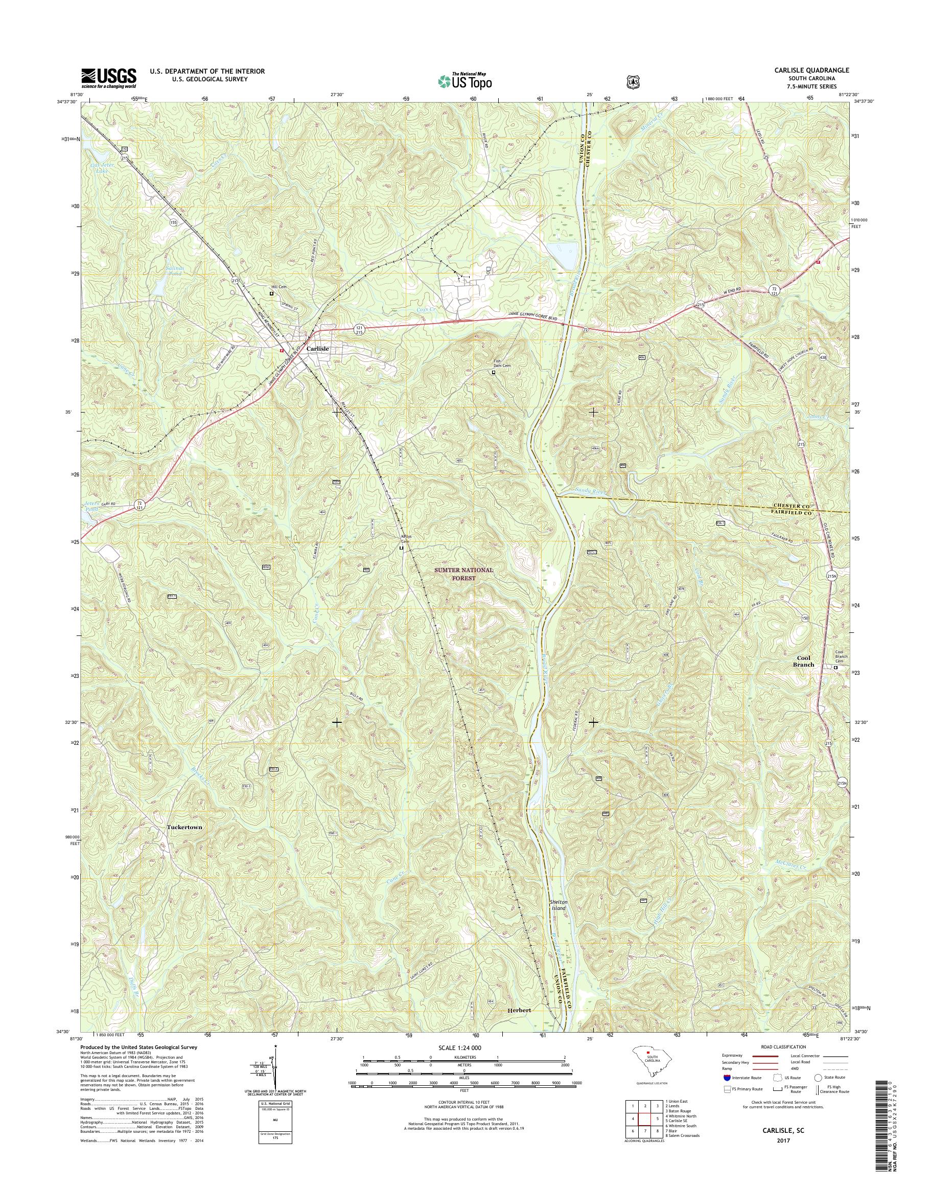 MyTopo Carlisle, South Carolina USGS Quad Topo Map