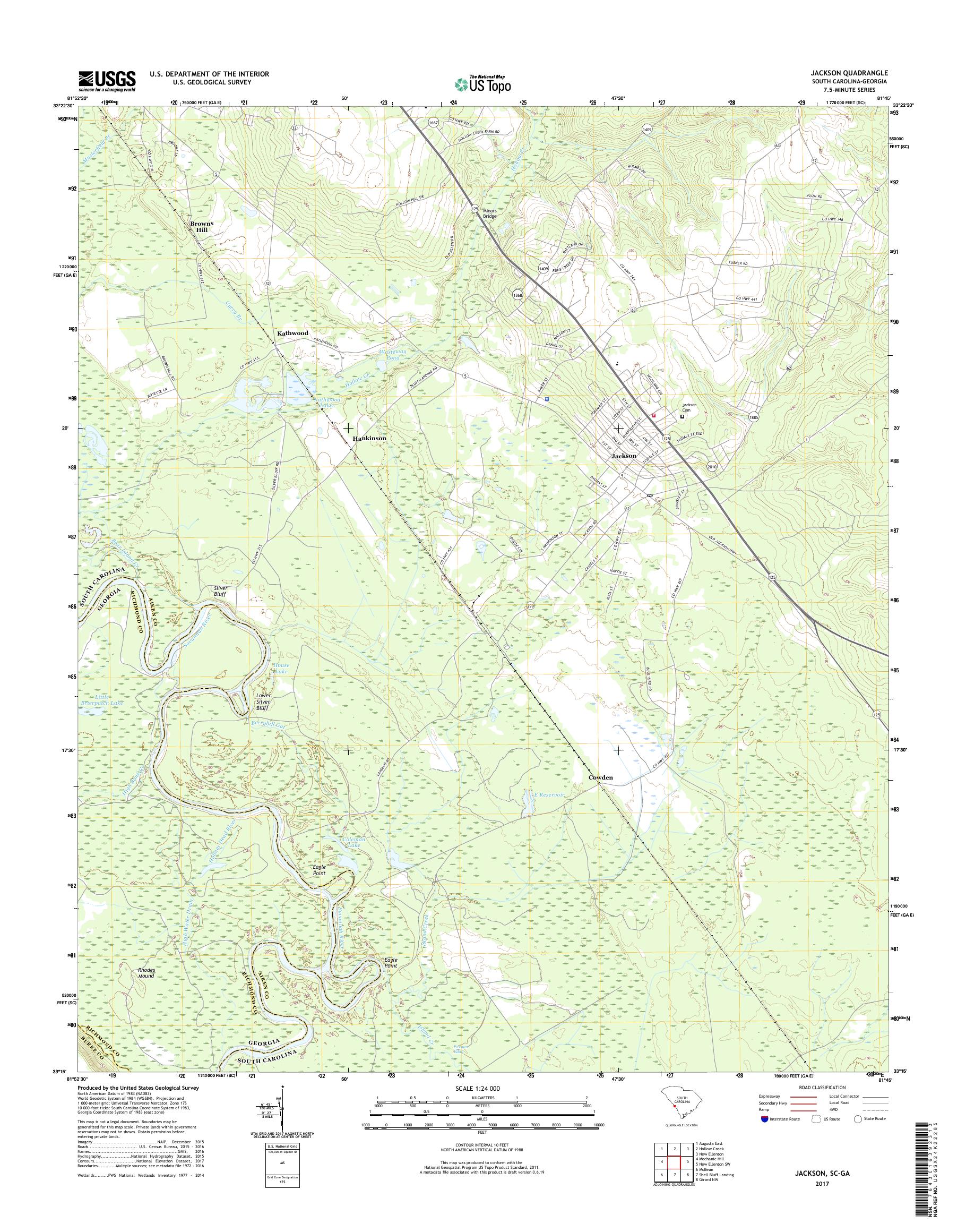 MyTopo Jackson, South Carolina USGS Quad Topo Map