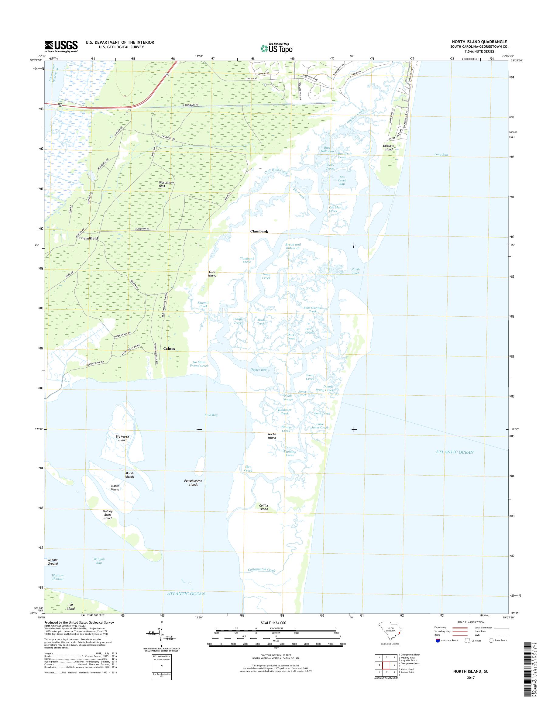 MyTopo North Island, South Carolina USGS Quad Topo Map
