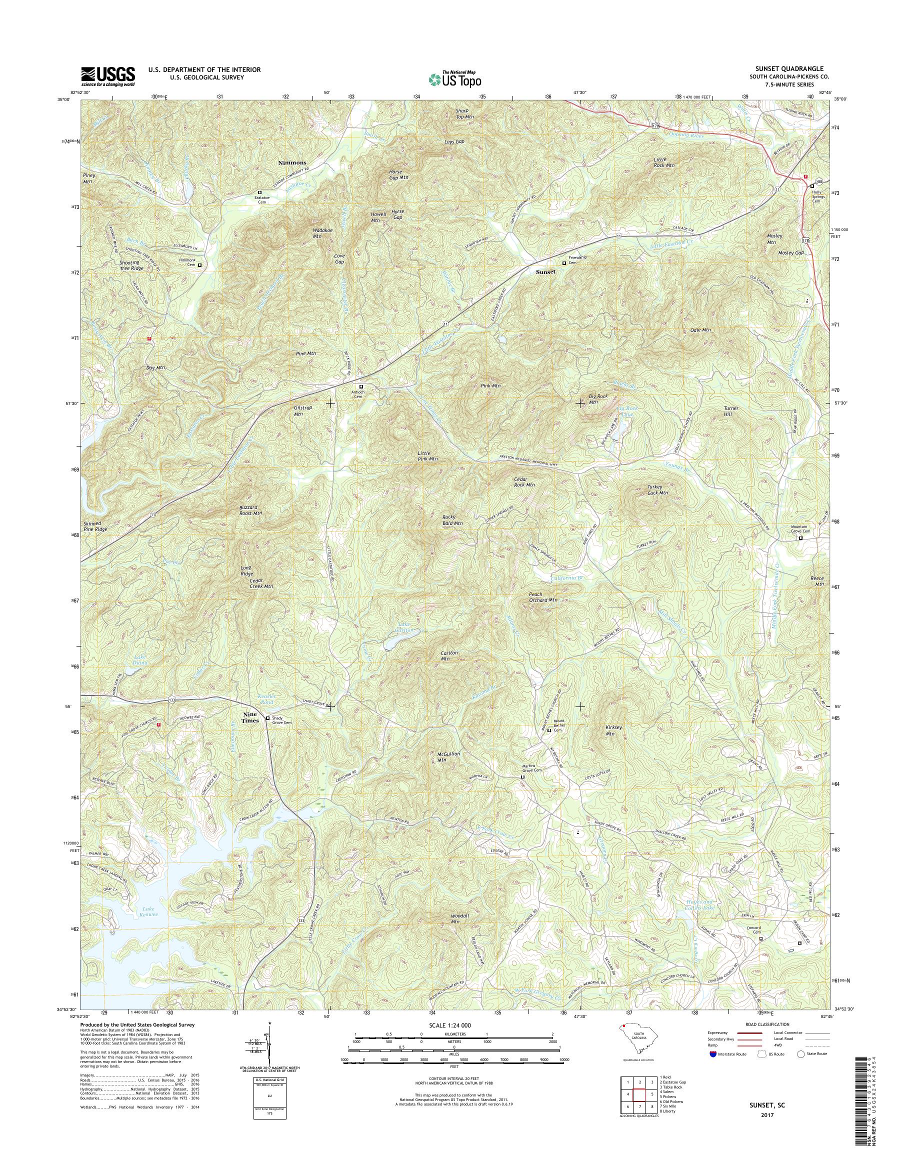 MyTopo Sunset, South Carolina USGS Quad Topo Map