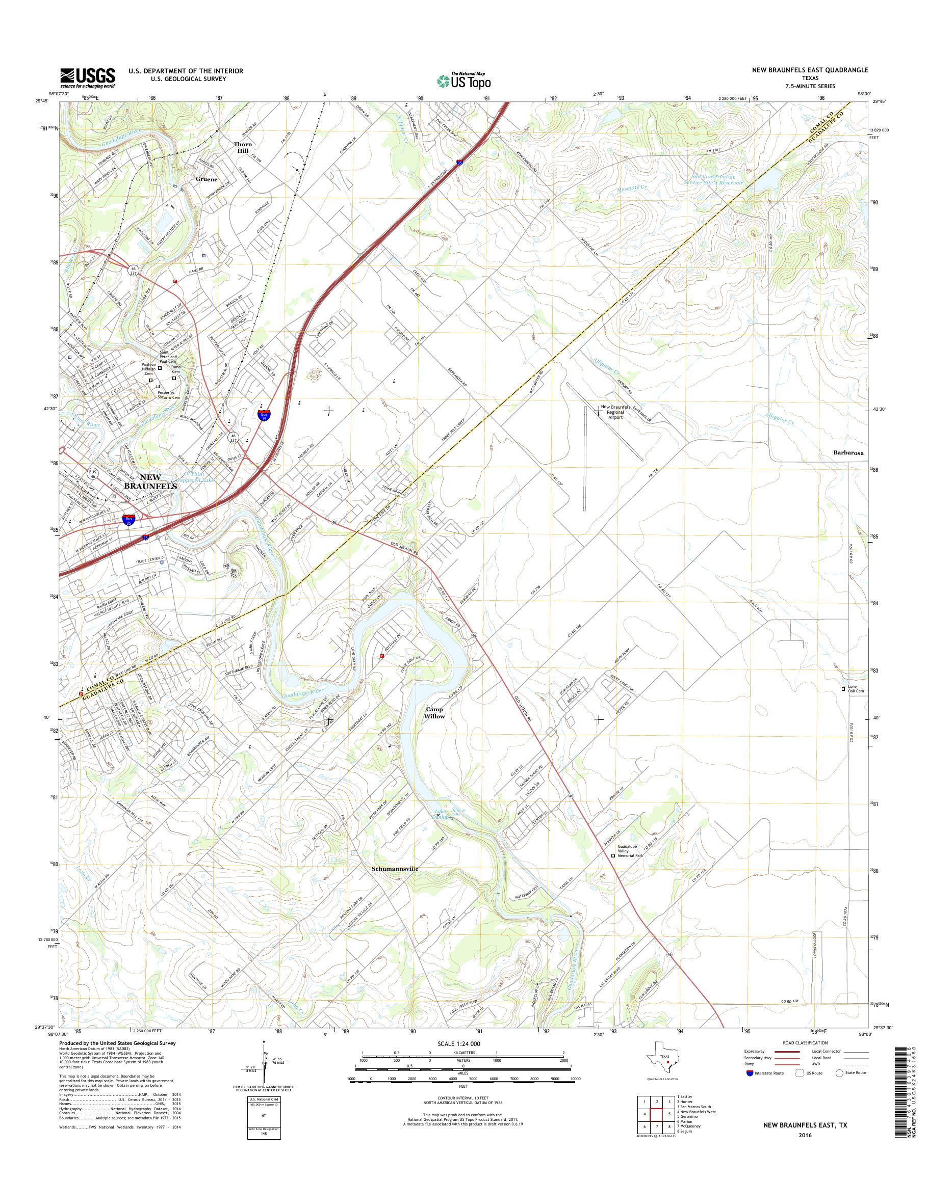 MyTopo New Braunfels East, Texas USGS Quad Topo Map