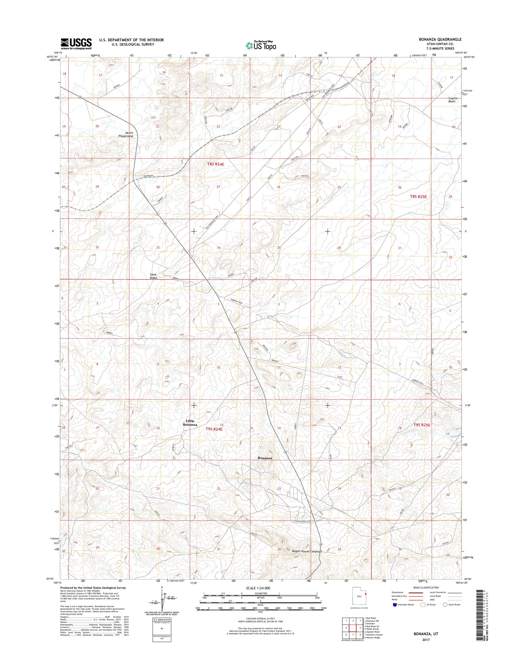 MyTopo Bonanza, Utah USGS Quad Topo Map