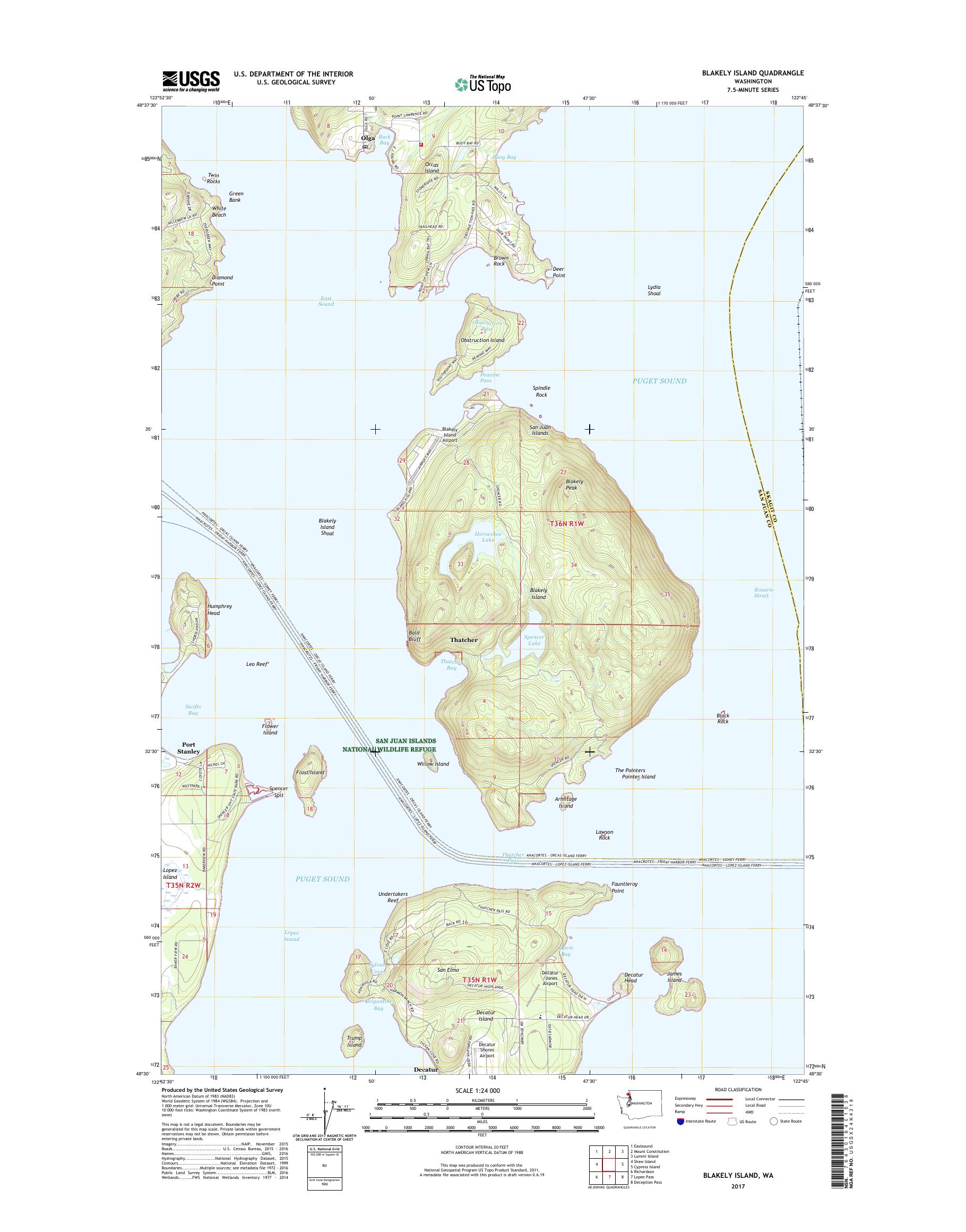MyTopo Blakely Island, Washington USGS Quad Topo Map
