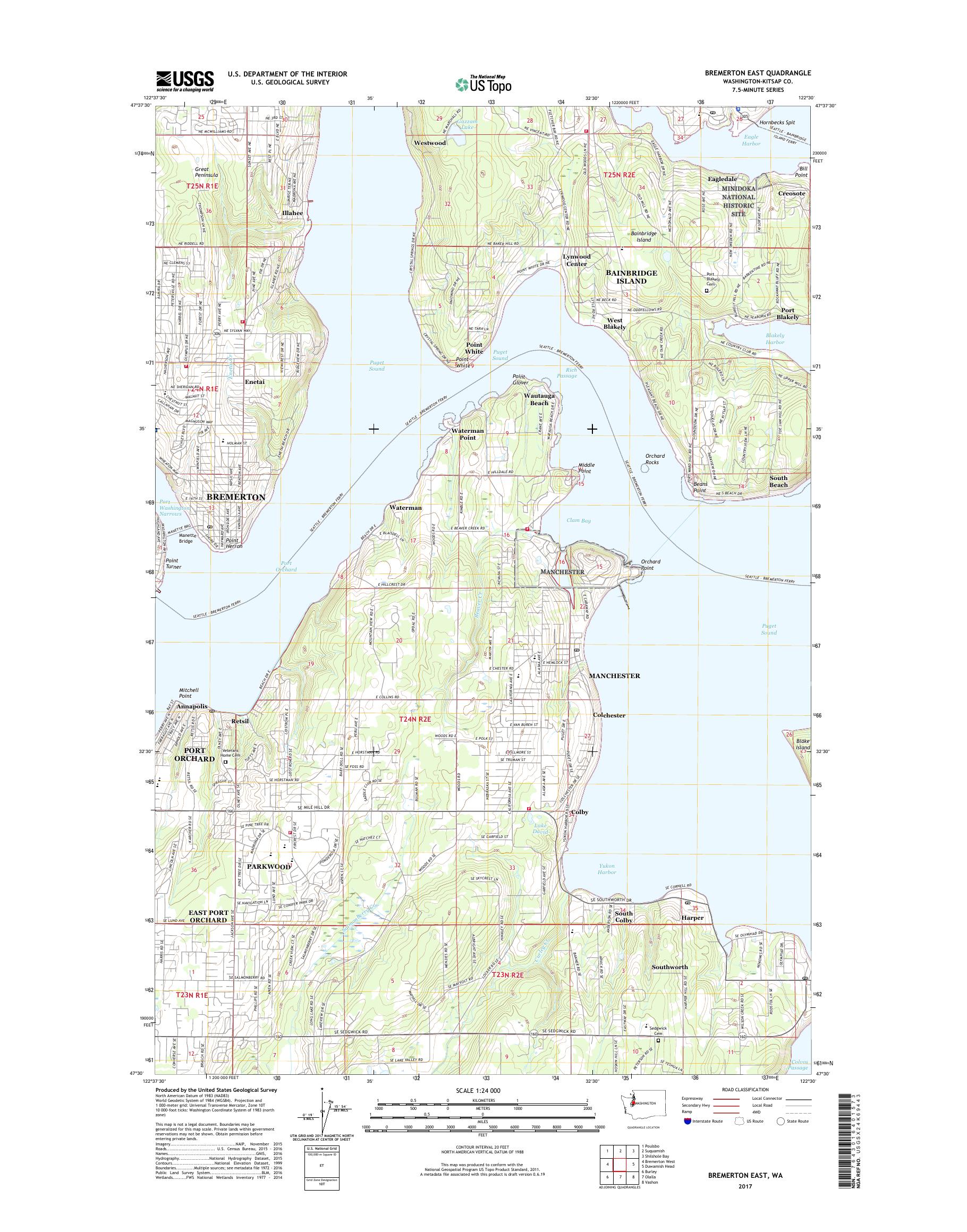 MyTopo Bremerton East, Washington USGS Quad Topo Map