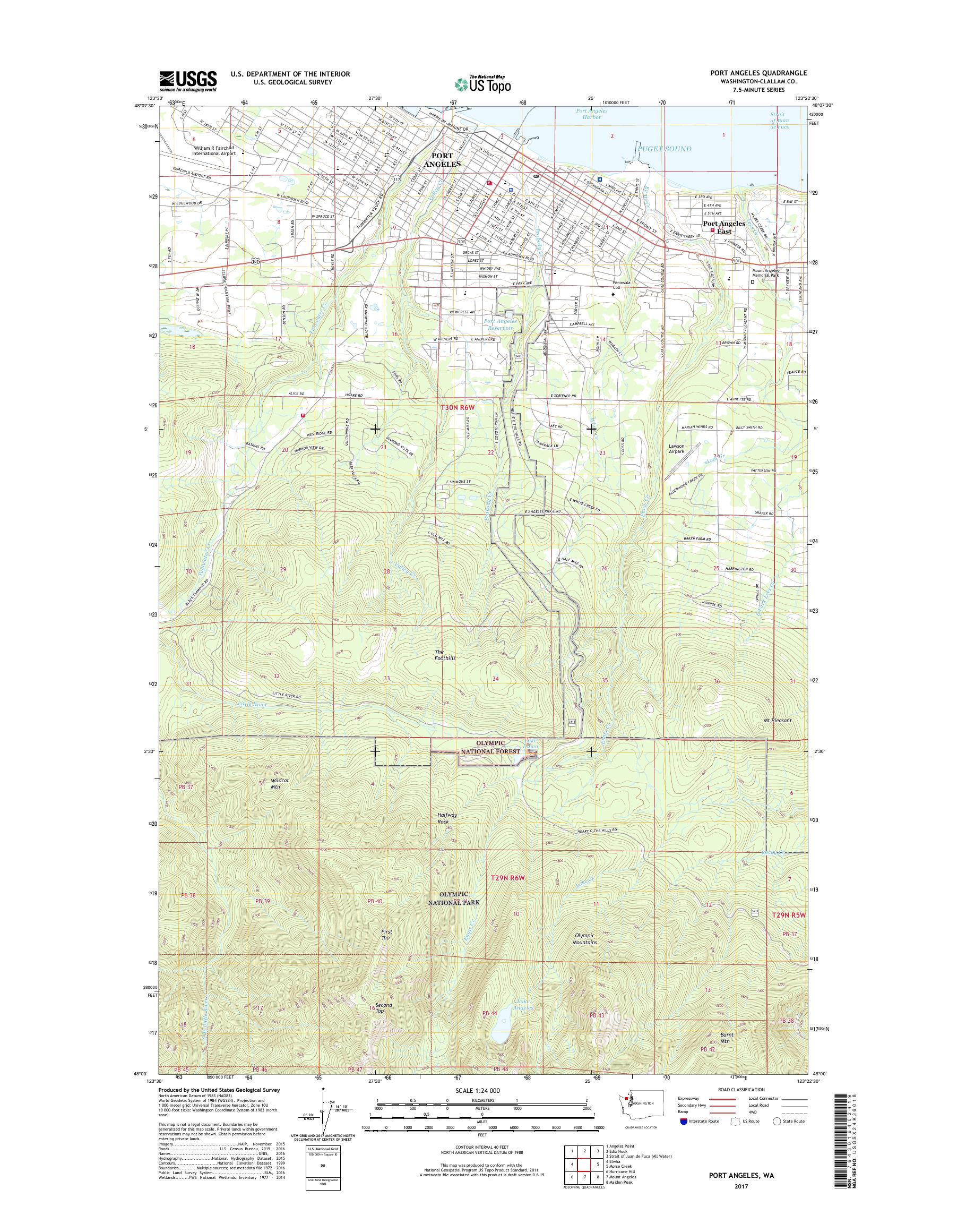 MyTopo Port Angeles, Washington USGS Quad Topo Map