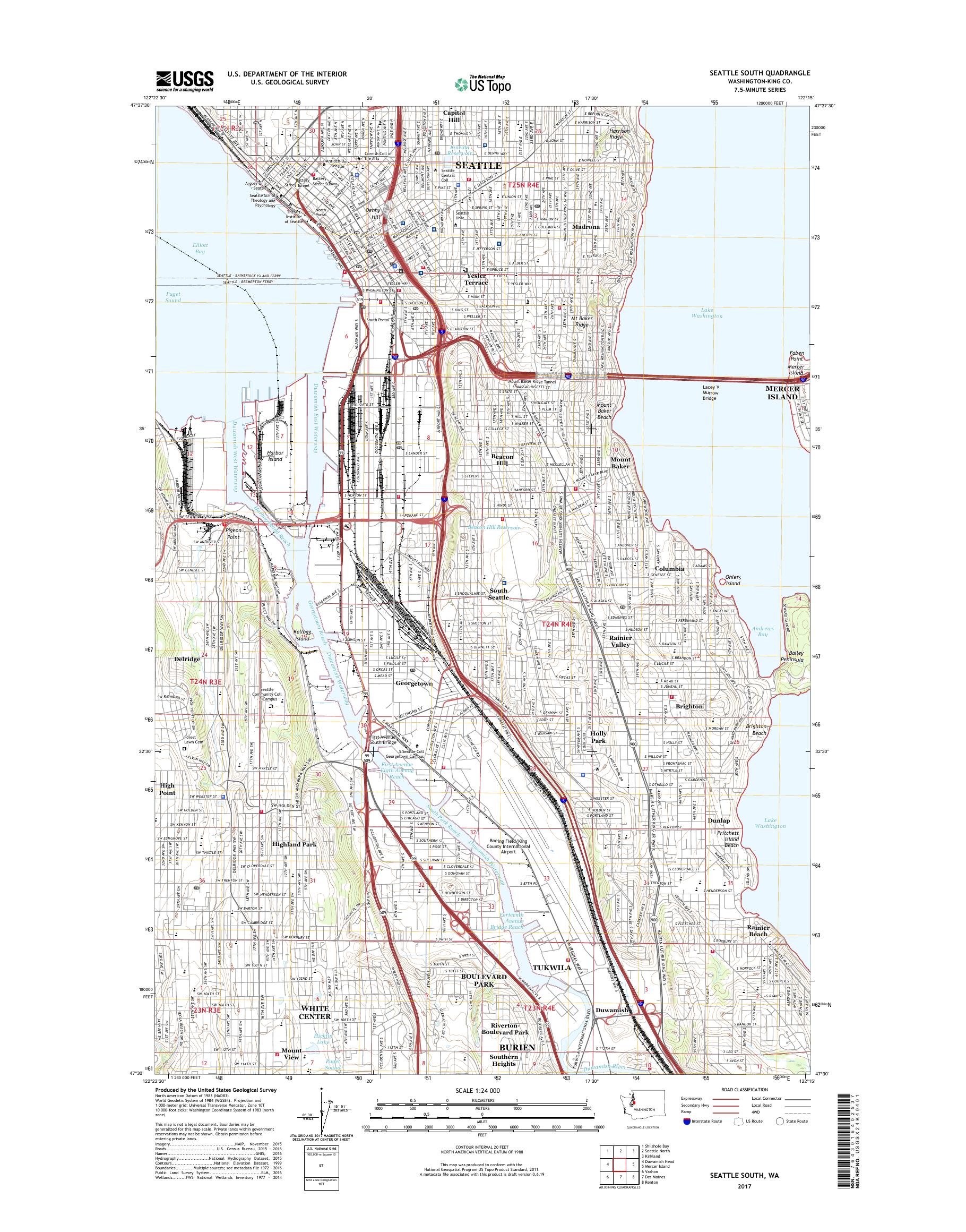 MyTopo Seattle South, Washington USGS Quad Topo Map