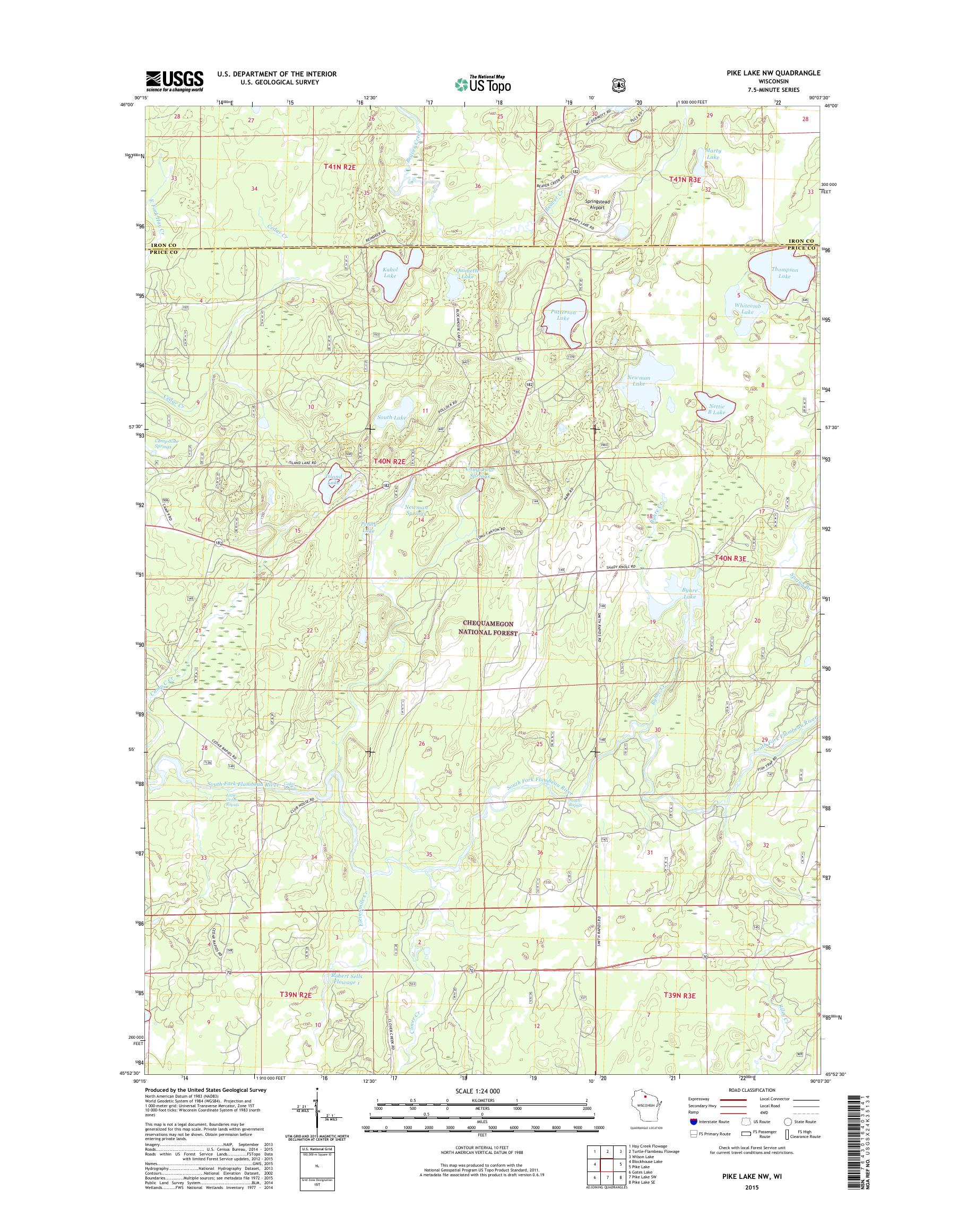 MyTopo Pike Lake NW, Wisconsin USGS Quad Topo Map