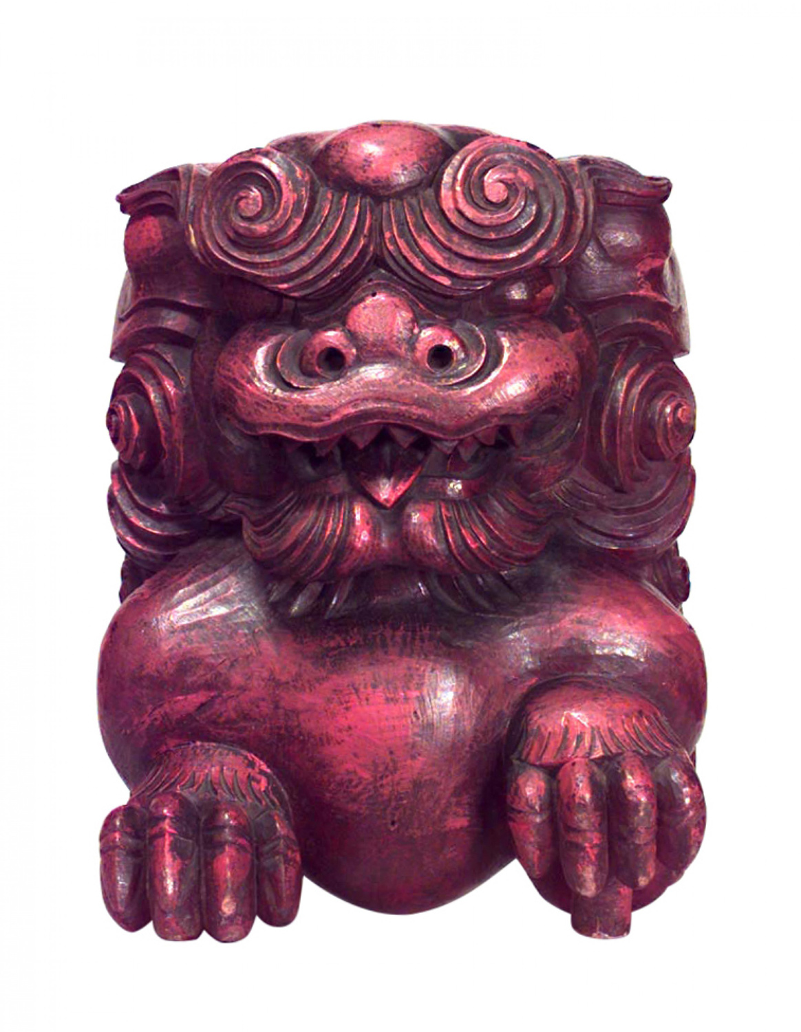 Chinese red lacquered foo dogs
