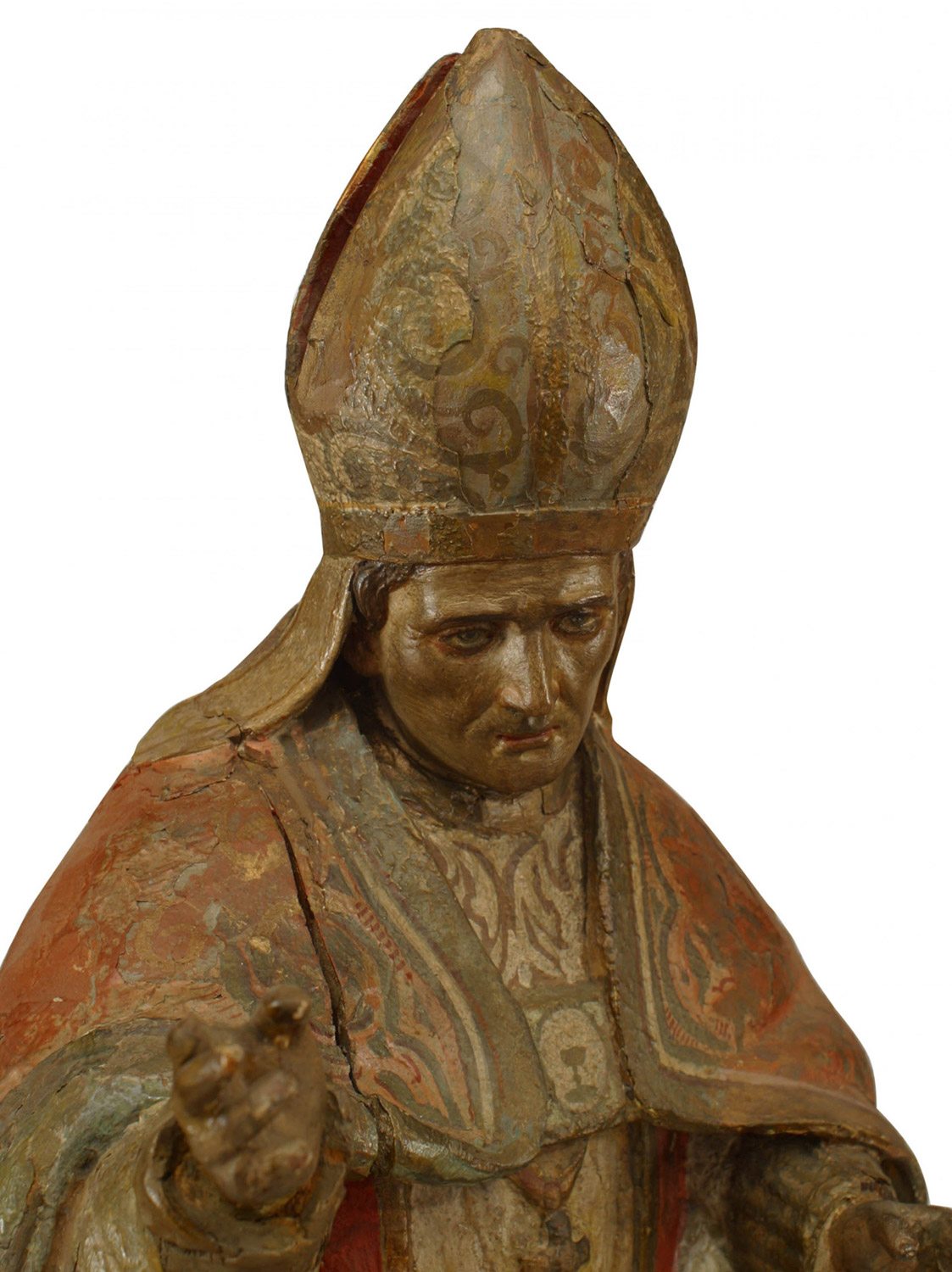 Italian renaissance polychromed pope figure
