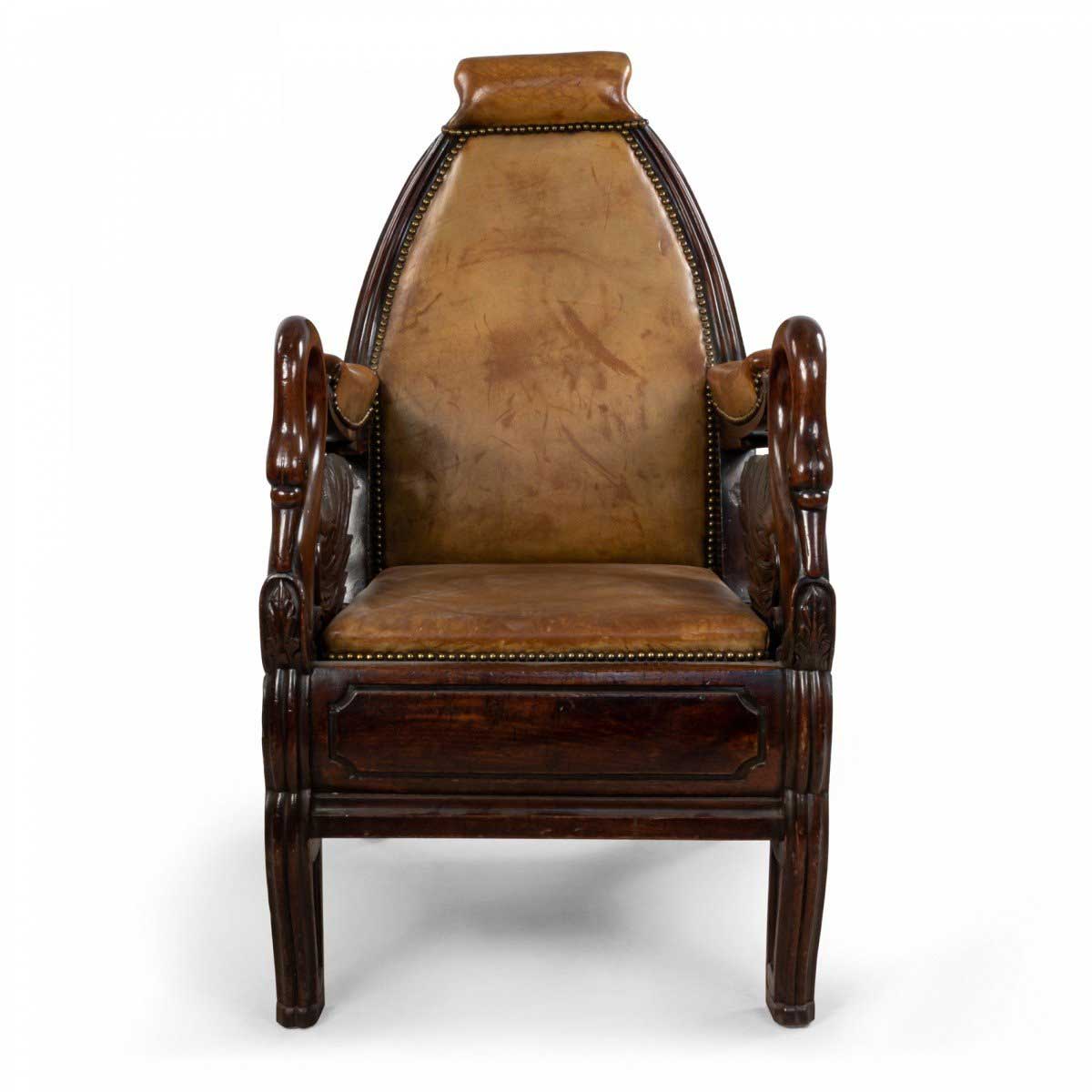 English regency mahogany swan arm chair