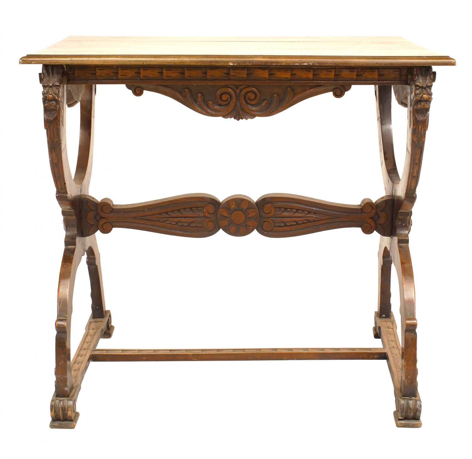 Italian renaissance walnut carved end table