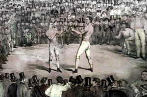 English victorian boxing match lithograph
