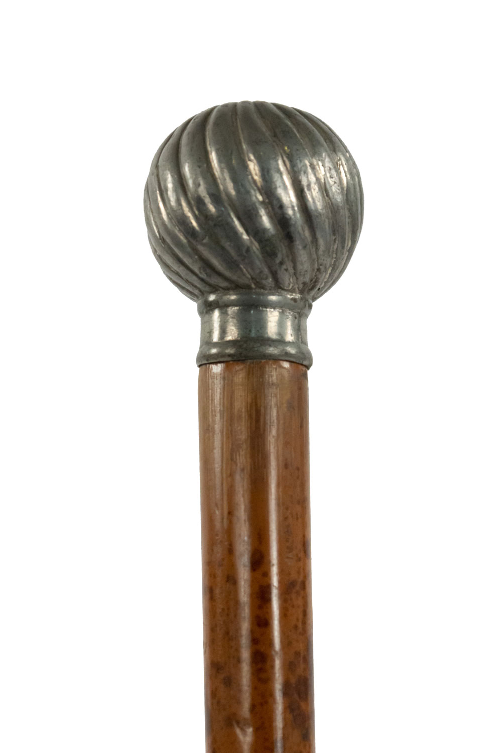 English victorian wood and pewter cane