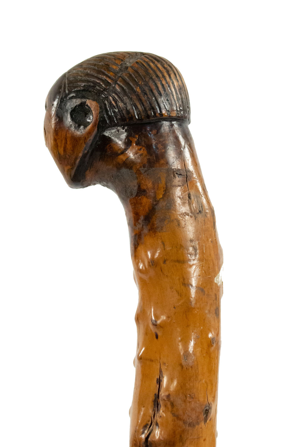 English victorian style briarwood cane with carved head 1