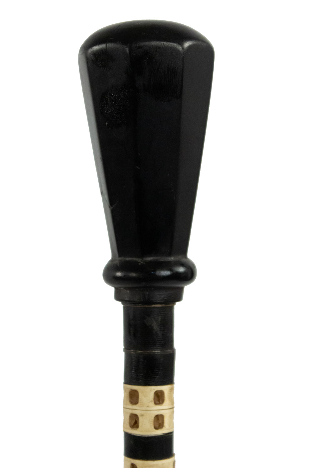 English victorian style ebony and bone cane