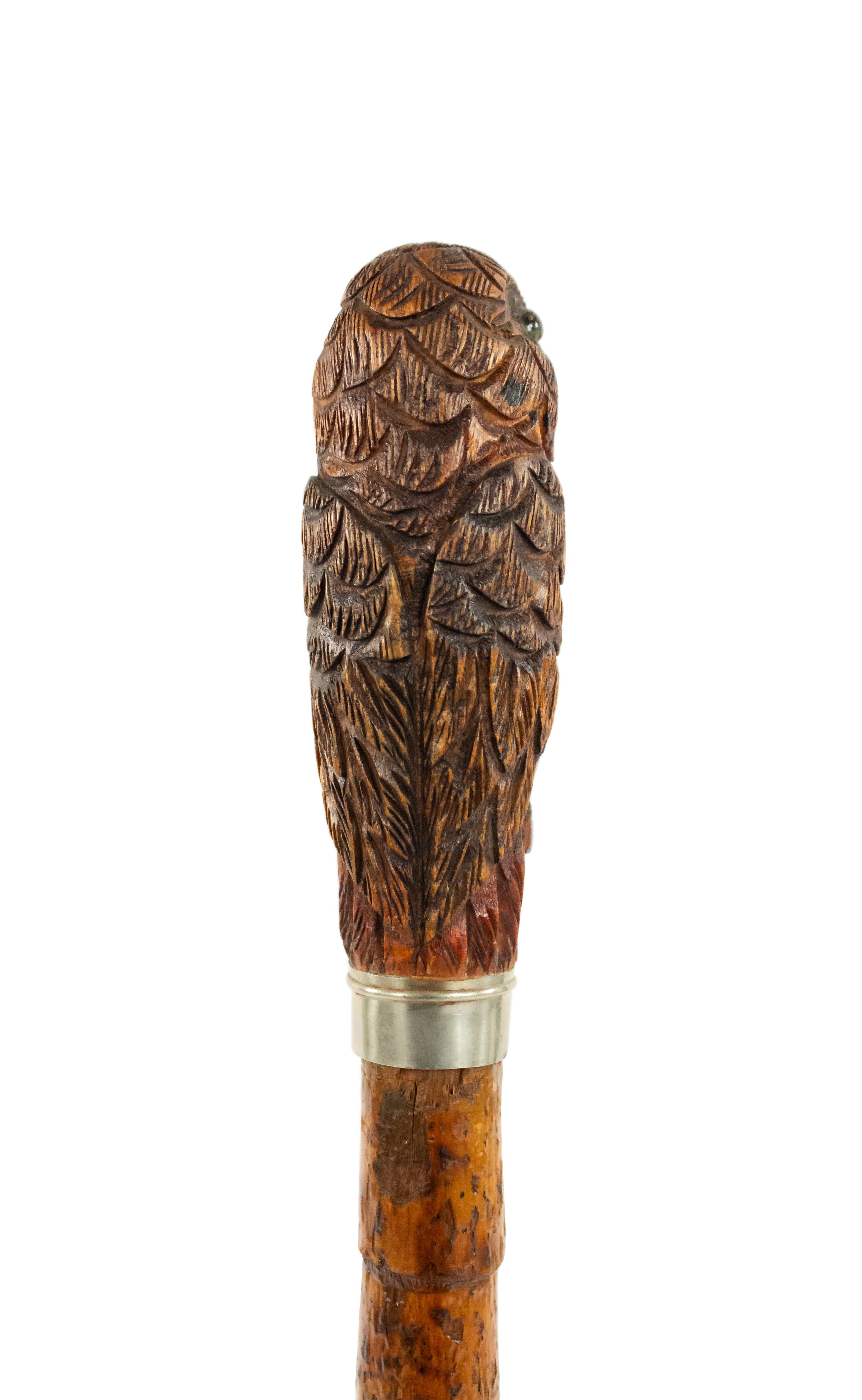 English victorian bamboo owl cane