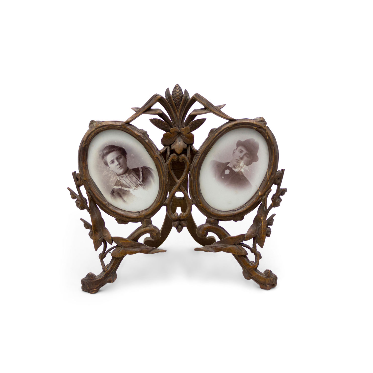 Rustic black forest carved walnut picture frame