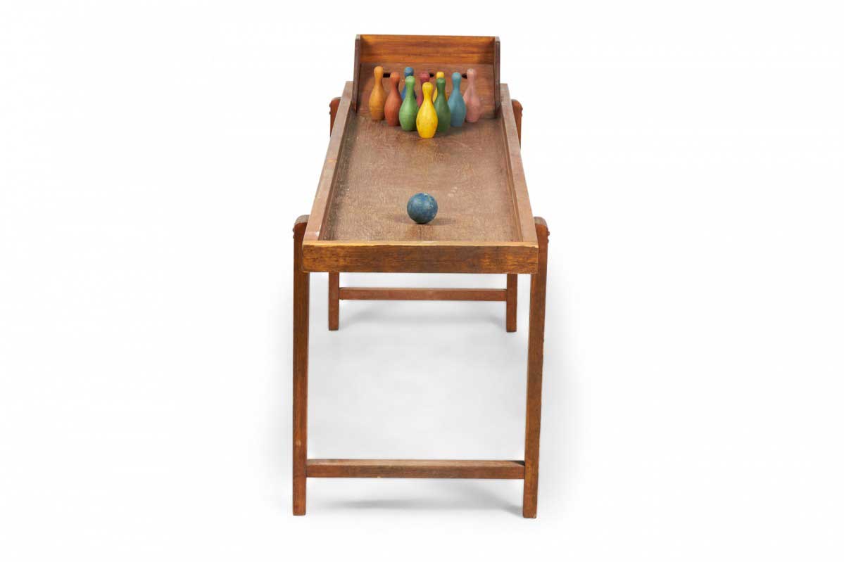 American Country Rustic Wooden Table Bowling Game Set