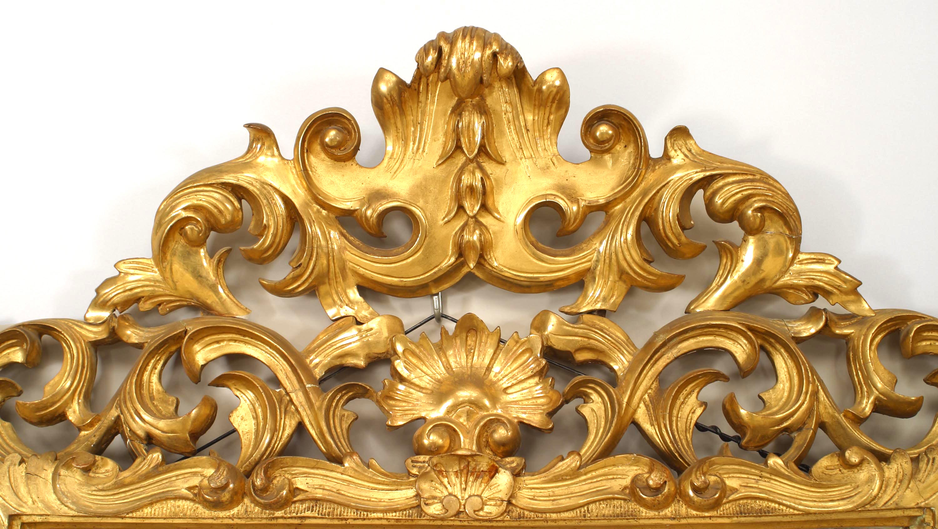Italian rococo style gilt wood filigree wall mirror