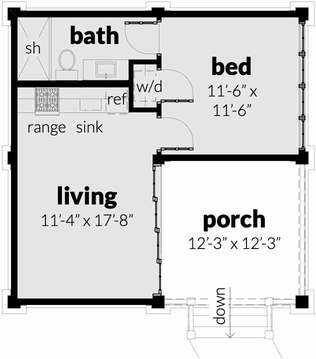 1 Bedroom House Plans | Monster House Plans