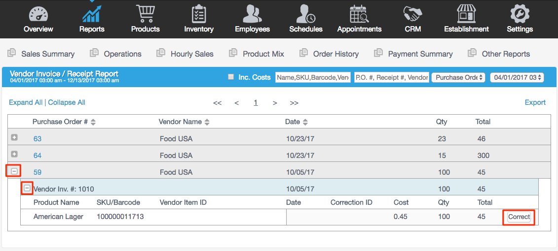 Vendor Invoices Report