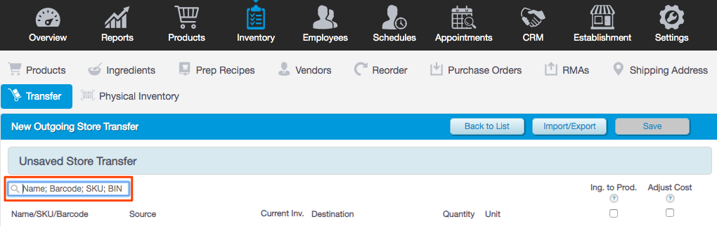 Bulk Inventory Transfer & Ingredient to Product Transfer