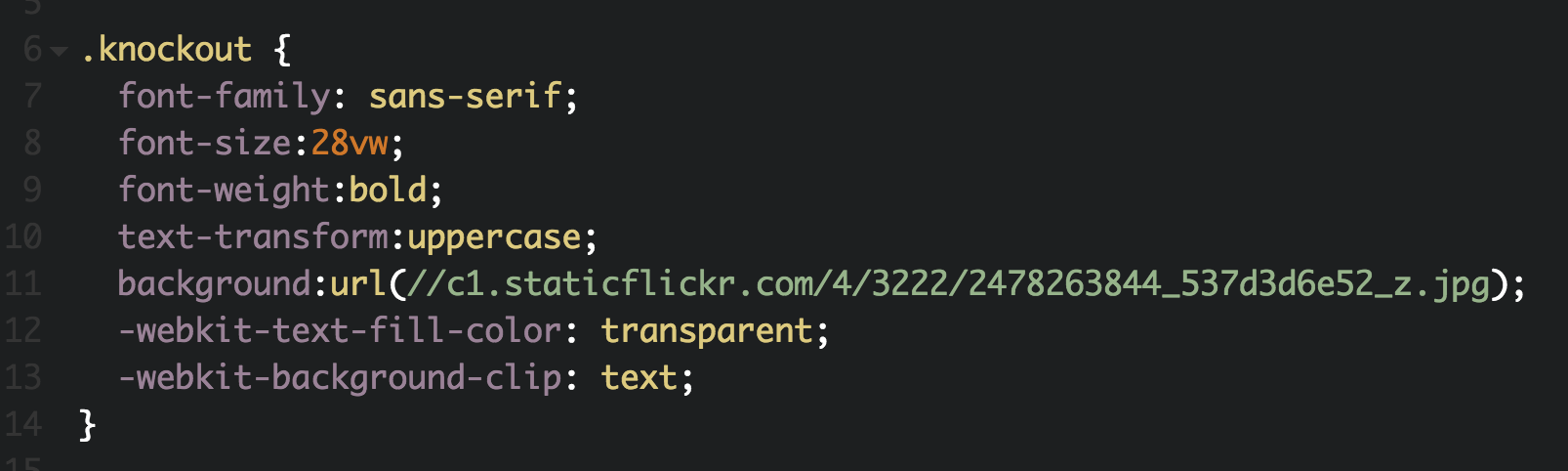 Introduction to Web Development: Knockout Text by Aaron Hans on CodePen