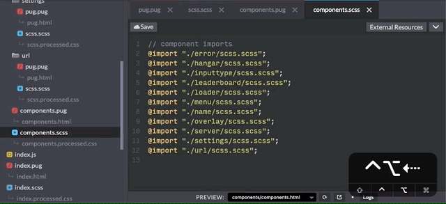 Codepen Projects - Shortcuts Close File / Prev File / Next File by sean_codes on CodePen