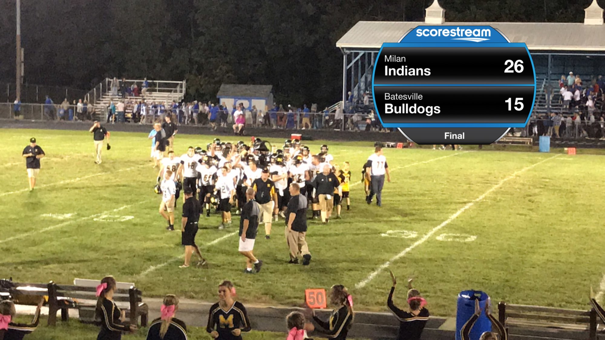 The Milan Indians defeat the Batesville Bulldogs 26 to 15 - ScoreStream