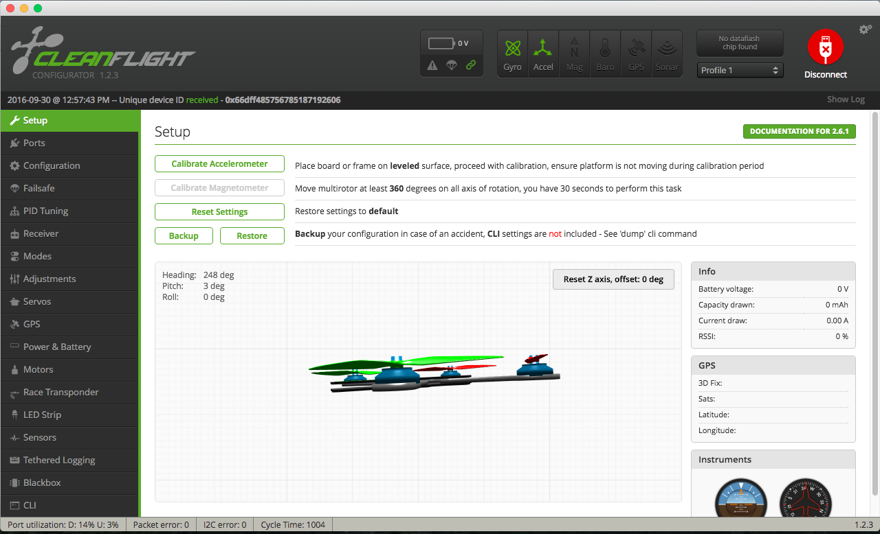 FPV Quadrotor Operation - DRS120 Flight Controller Configuration