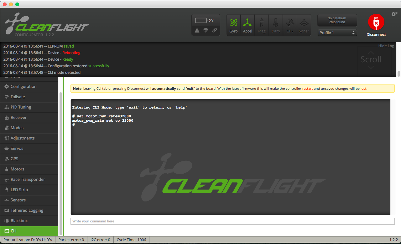 FPV Quadrotor Operation - DRS120 Flight Controller Configuration