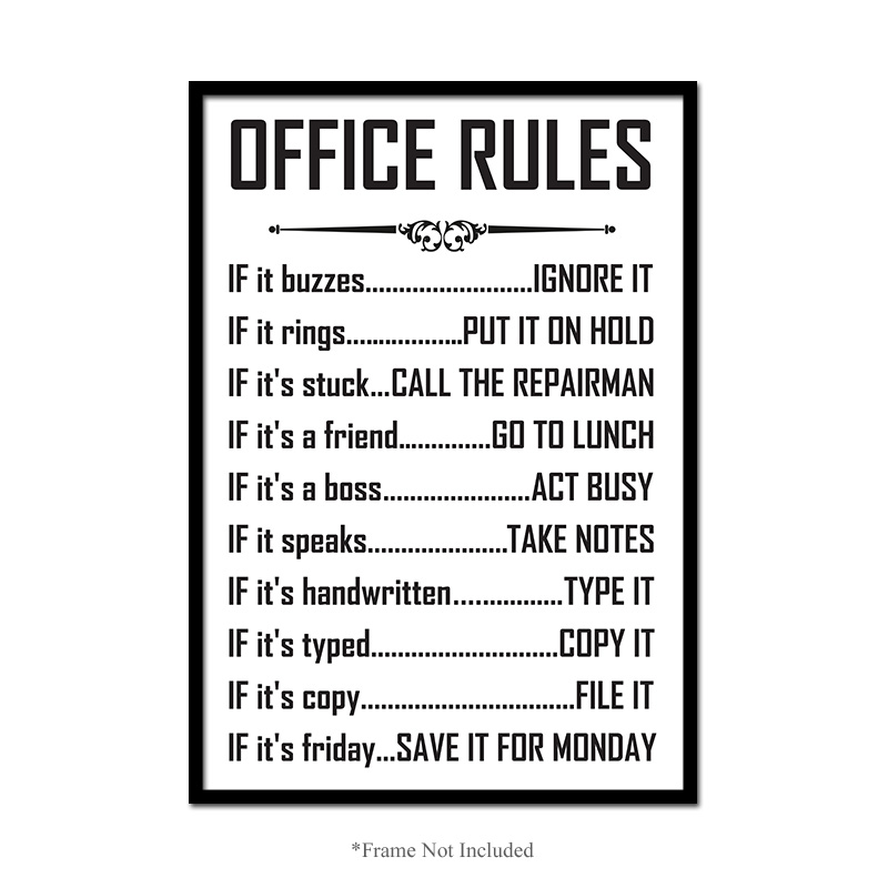 Office Rules Wall Art Poster Colleagues Motivational Funny Quote Print office-rules-wall-art-poster-colleagues-motivational-funny-quote-print