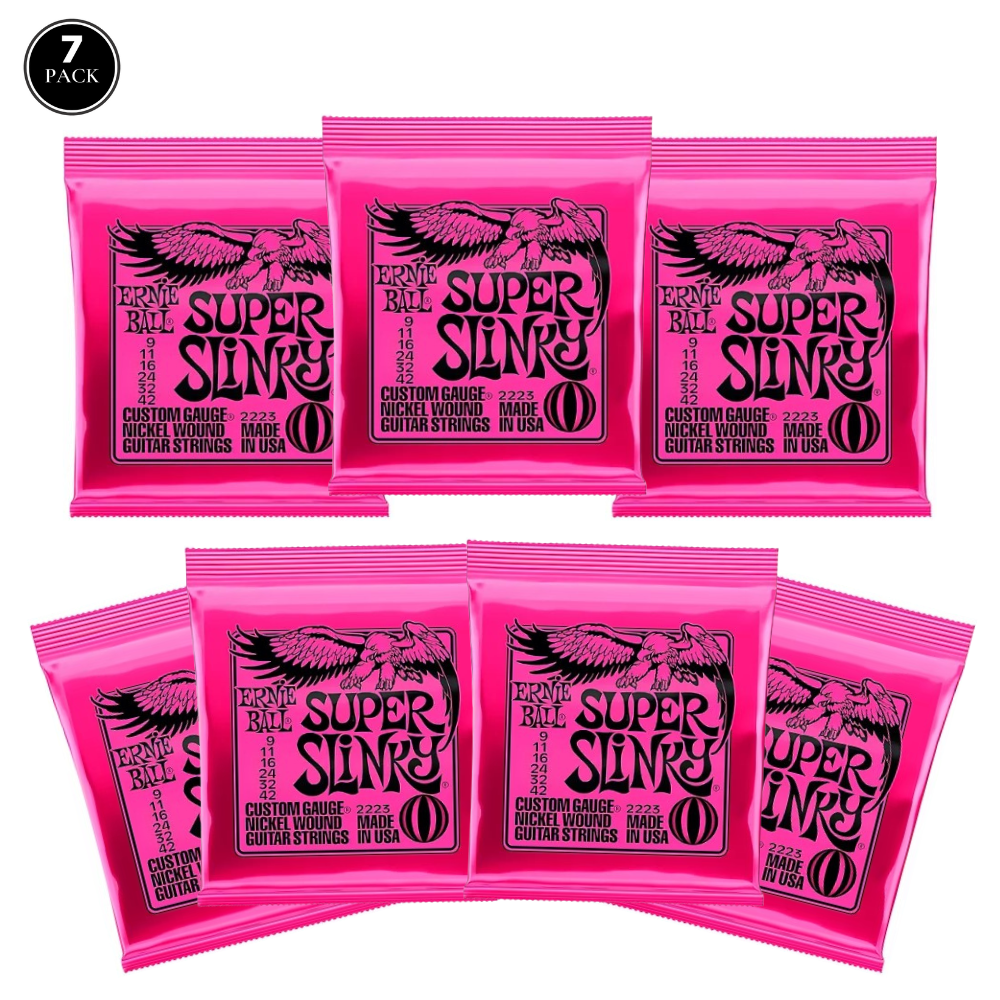7 SETS Ernie Ball Electric Guitar Strings Super Slinky 9-42 Nickel ...