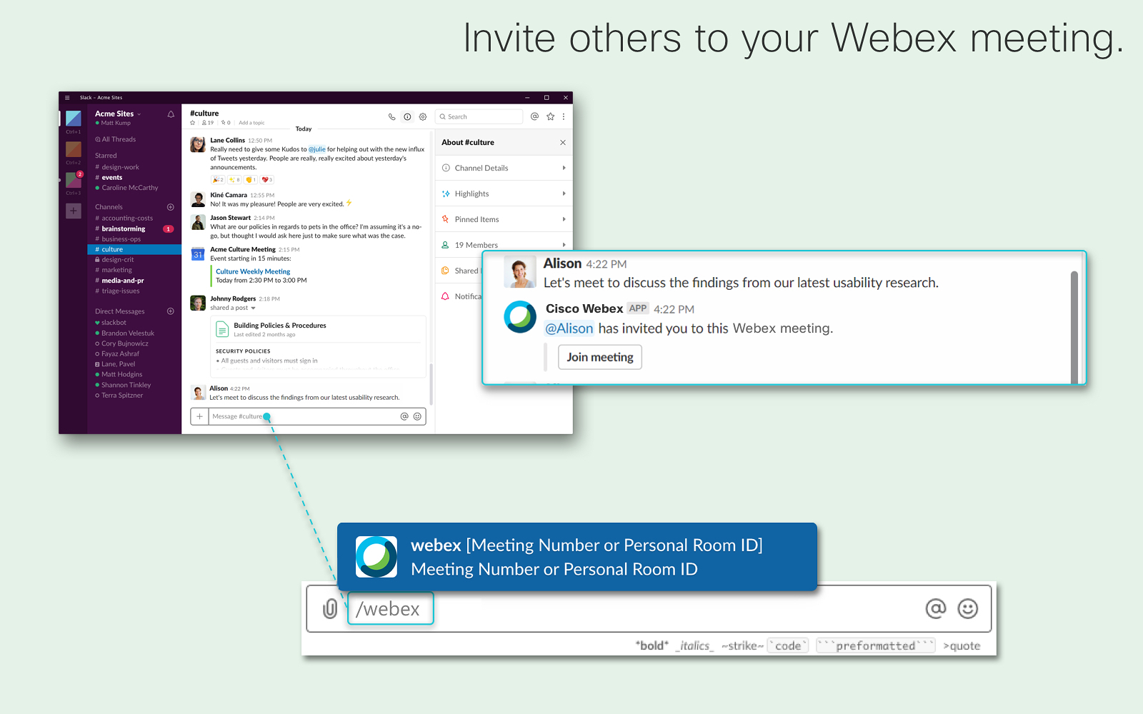 Cisco Webex Meetings | Slack App Directory