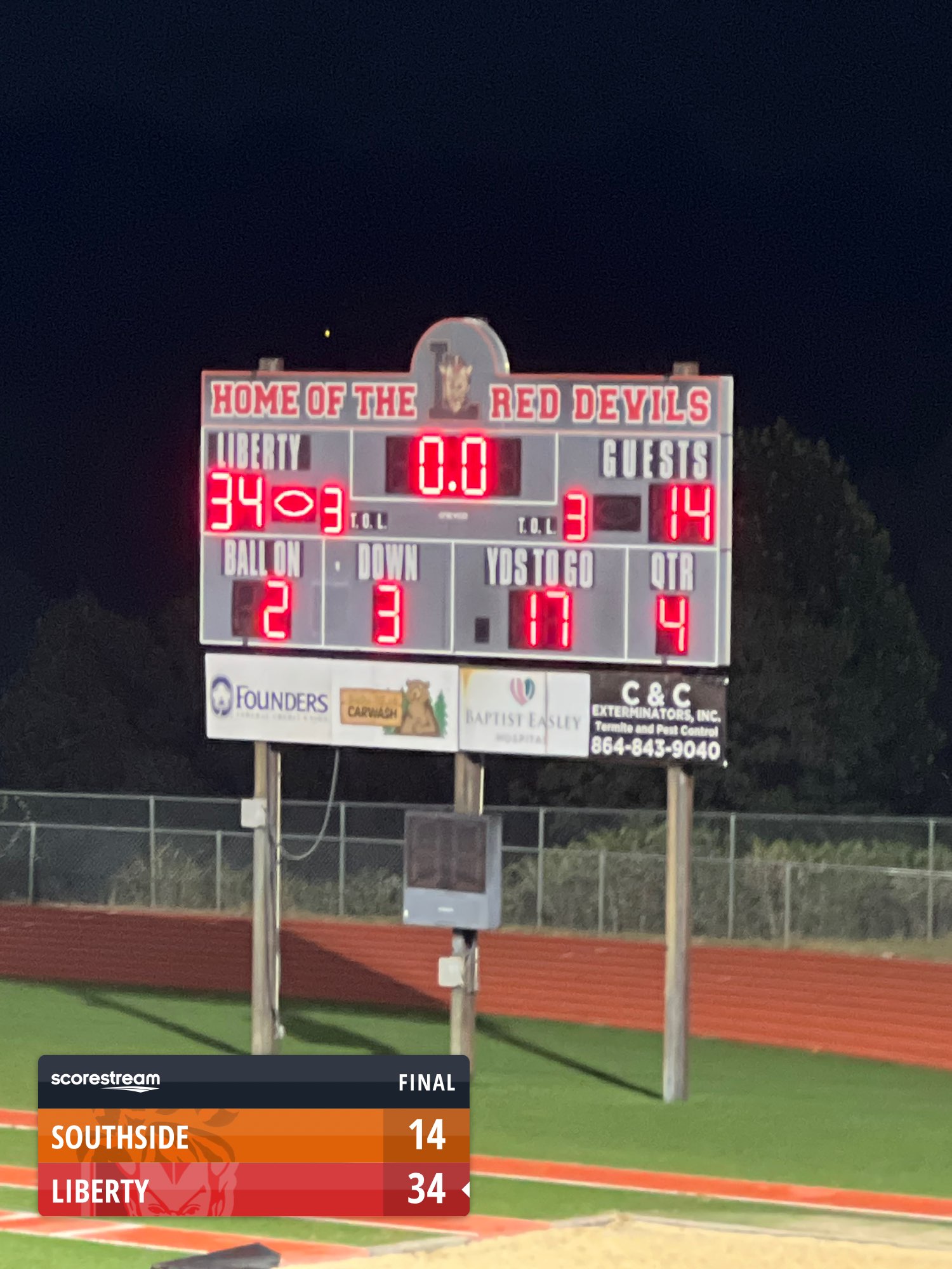 The Liberty Red Devils defeat the Southside Tigers 34 to 14 - ScoreStream