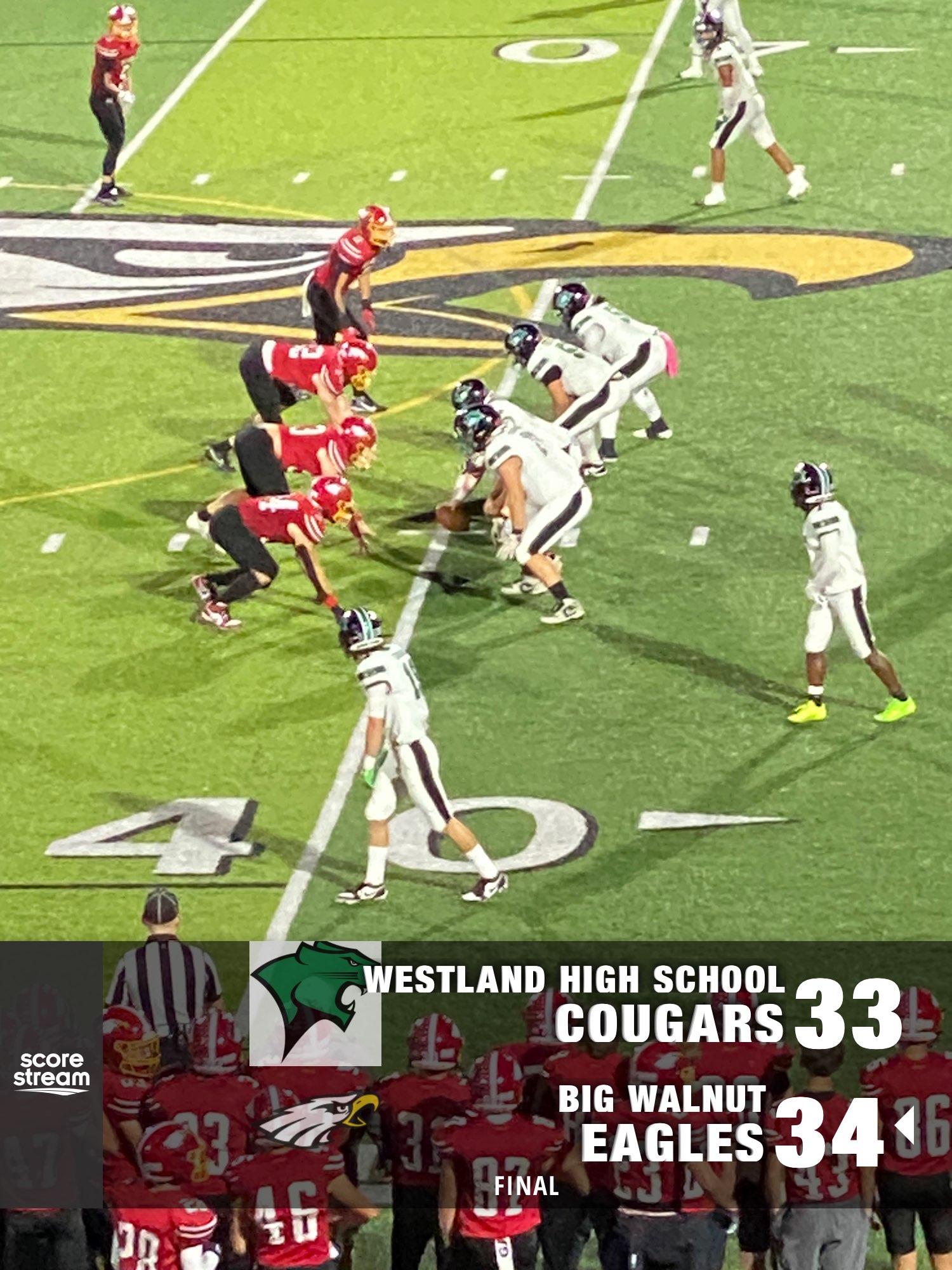 The Big Walnut Golden Eagles defeat the Westland Cougars 34 to 33 ...