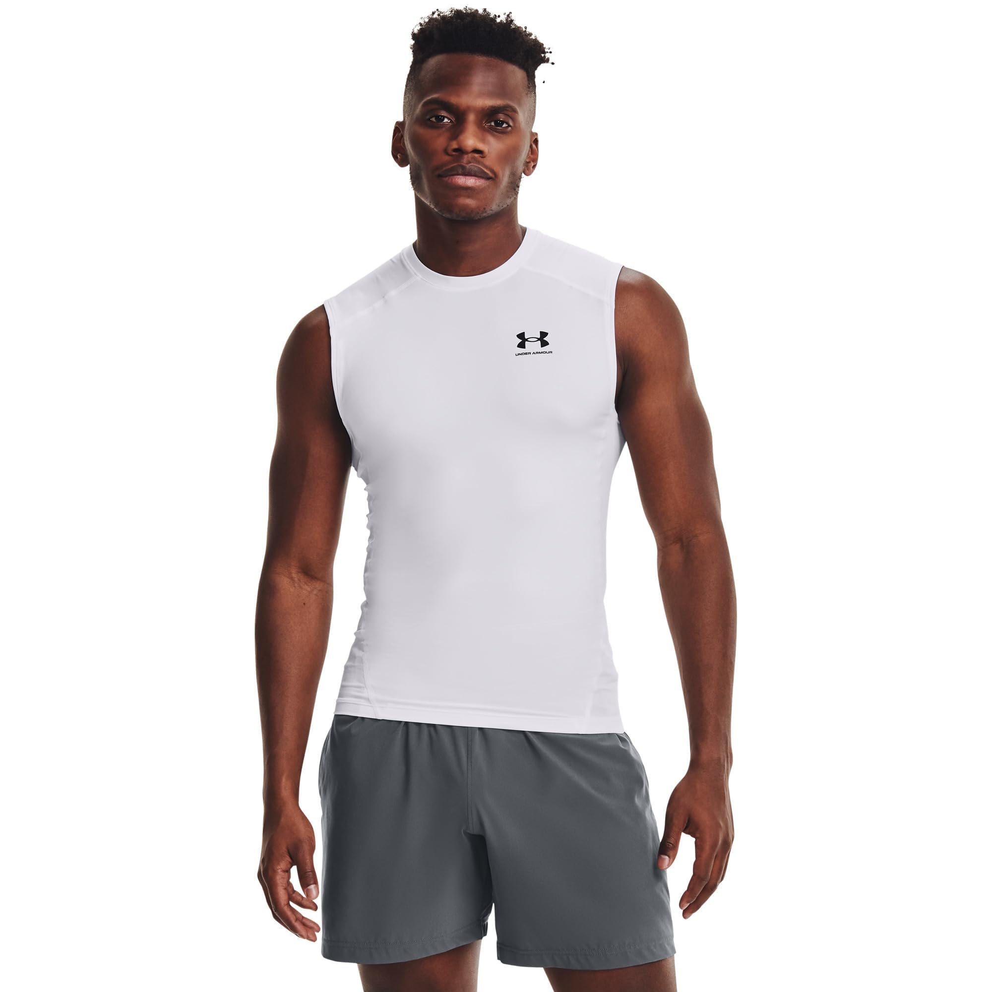 Under Armour Brandclub Under Armour Big Tall HeatGear Armour Comp Sleeveless White Black LG Tall