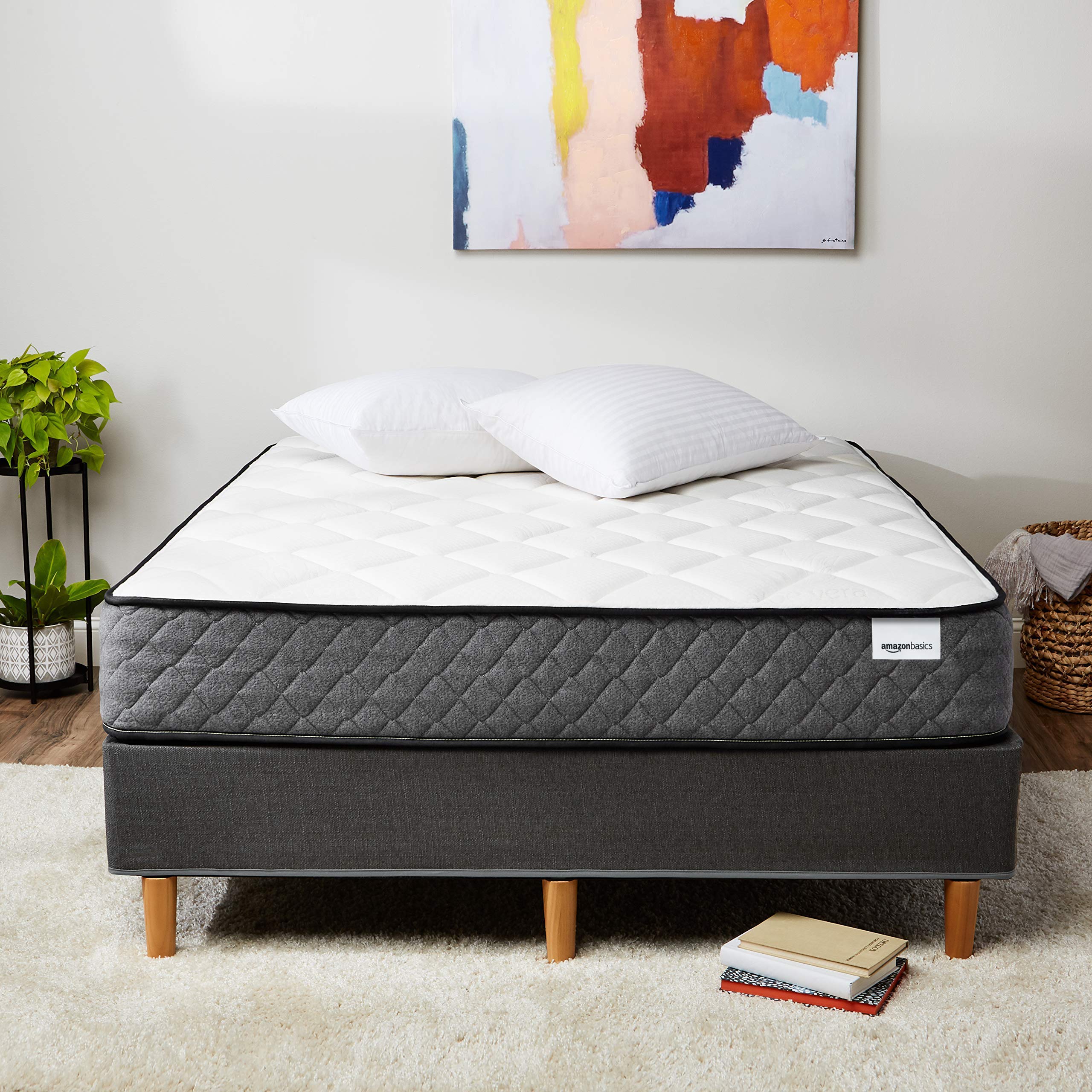 AmazonBasics Brandclub Amazon Basics Memory Foam Mattress Full Size Mattress Hybrid 12 Inch Medium Feel Motion Isolation Springs White Gray