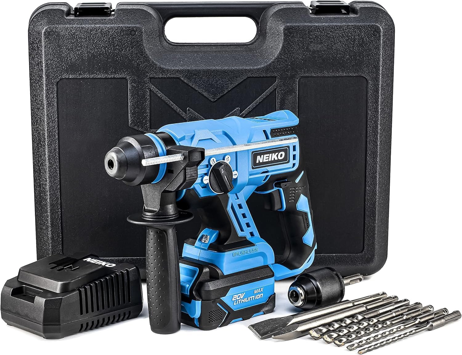 Neiko Brandclub Neiko 02845A Electric Demolition Jack Hammer with Point and Flat Chisel Bits