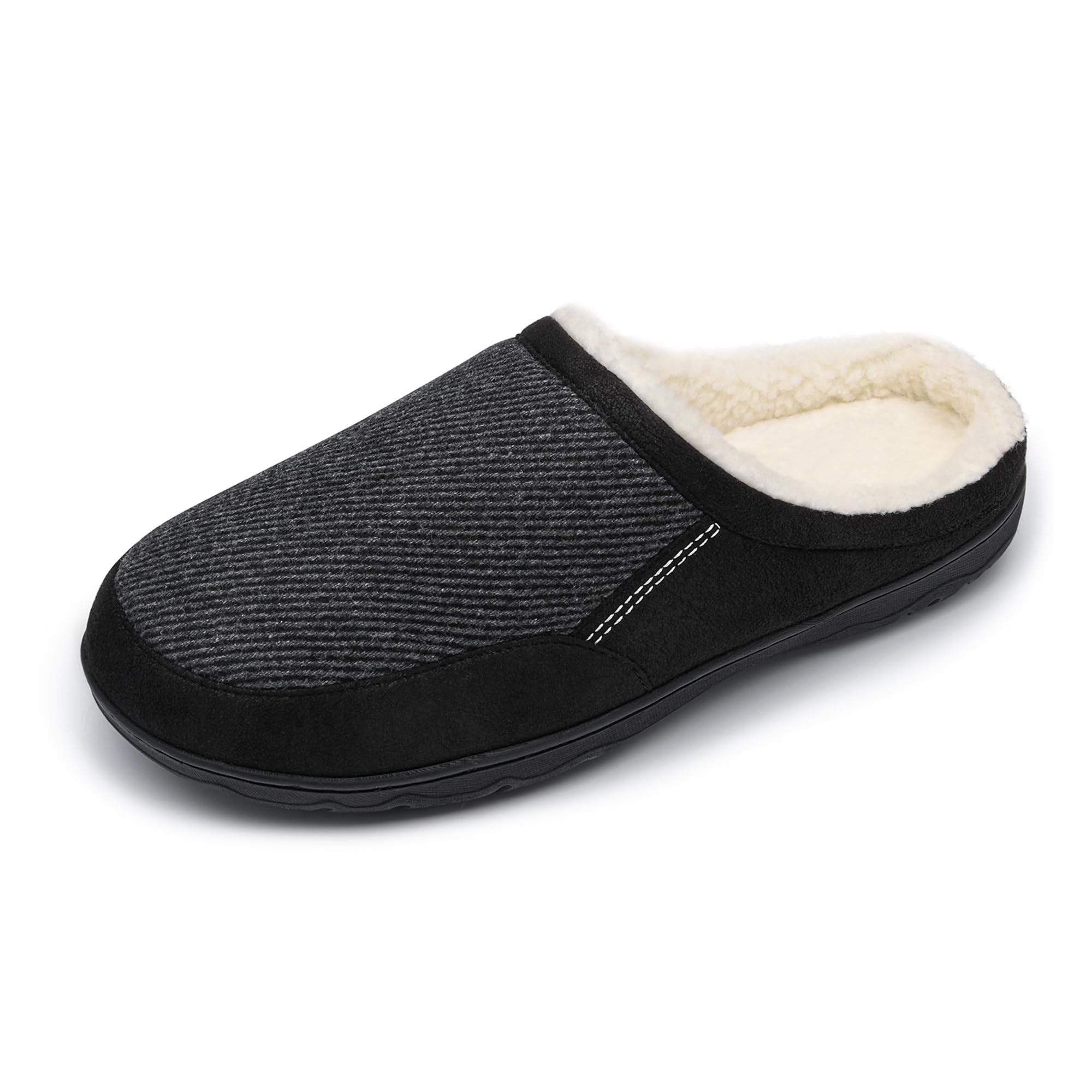 DREAM PAIRS Brandclub Dream Pairs Men s Fuzzy Memory Foam Slip on Moccasin Washable House Slippers Cozy Warm Wool Like Lining and Anti Skid Rubber Sole for Indoor and Outdoor Wear SDSL2211M DARK GREY