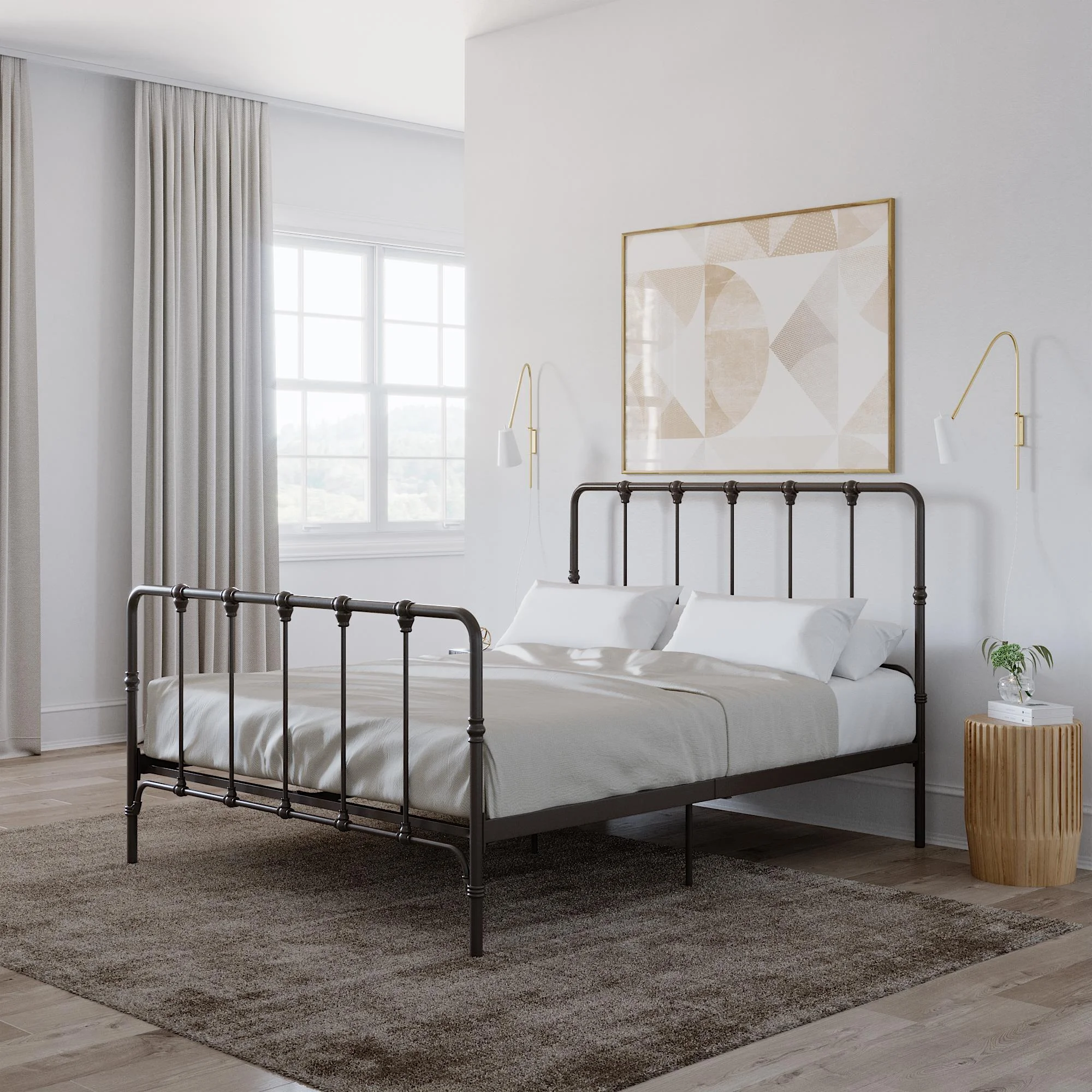 Mainstay Brandclub Mainstays Queen 14 Heavy Duty Steel Slat Platform Bed Frame with Storage Space Under Frame No Box Spring Required Black