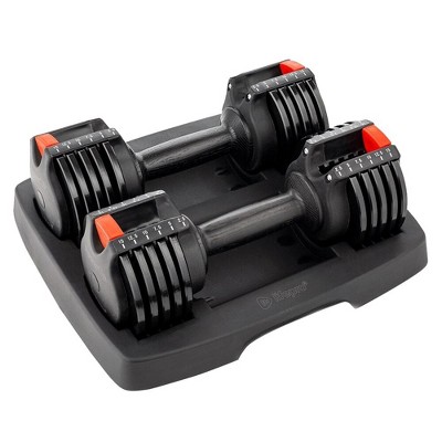 Lifepro Brandclub Lifepro 15lb Adjustable Free Weights Dumbbell 2pc Set with Rack Adjustable Weights Dumbbells For Strength Training