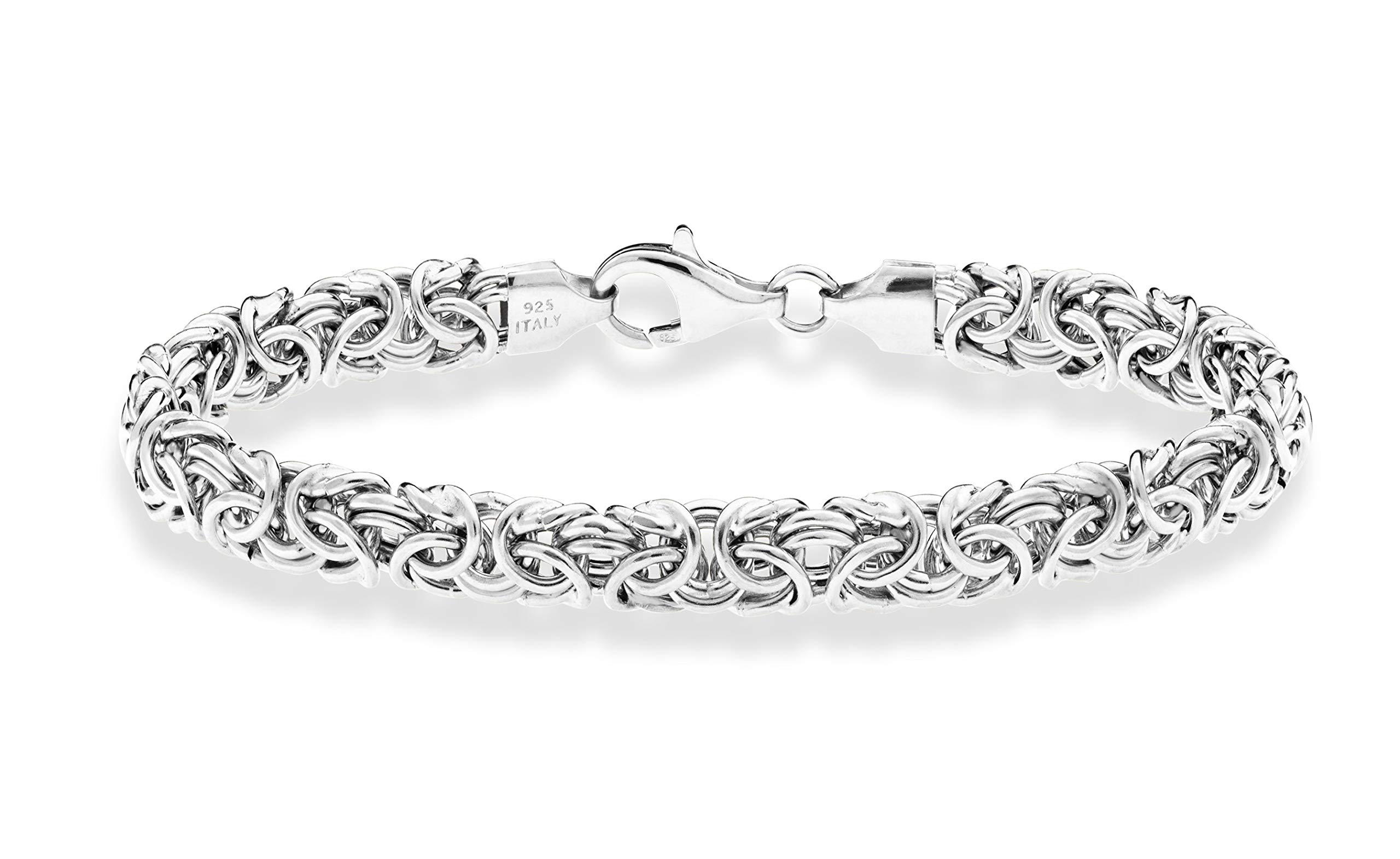 MiaBella Brandclub Miabella Italian 925 Sterling Silver Byzantine Bracelet for Women Handmade in Italy